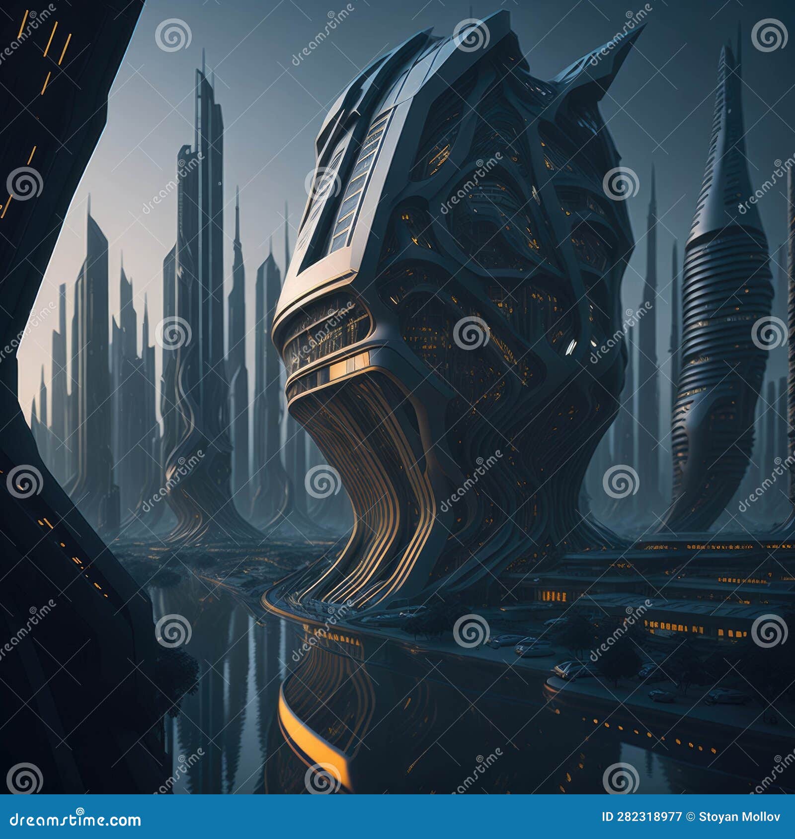 Future Style City Scrapers, Metropolis, Modern Tall Buildings, Sci-Fi ...