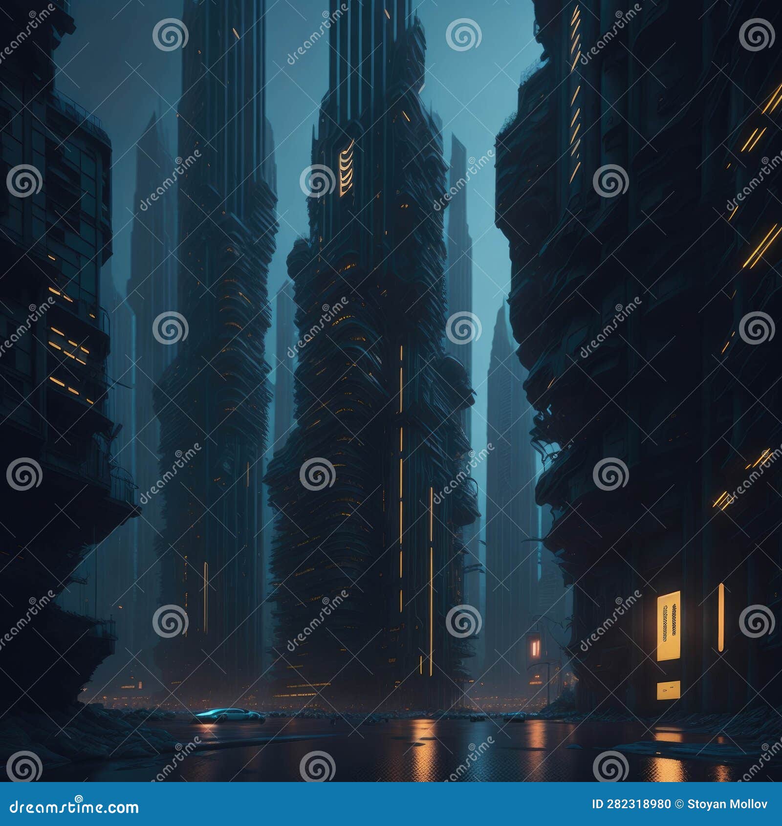 Future Style City Scrapers, Metropolis, Modern Tall Buildings, Sci-Fi ...