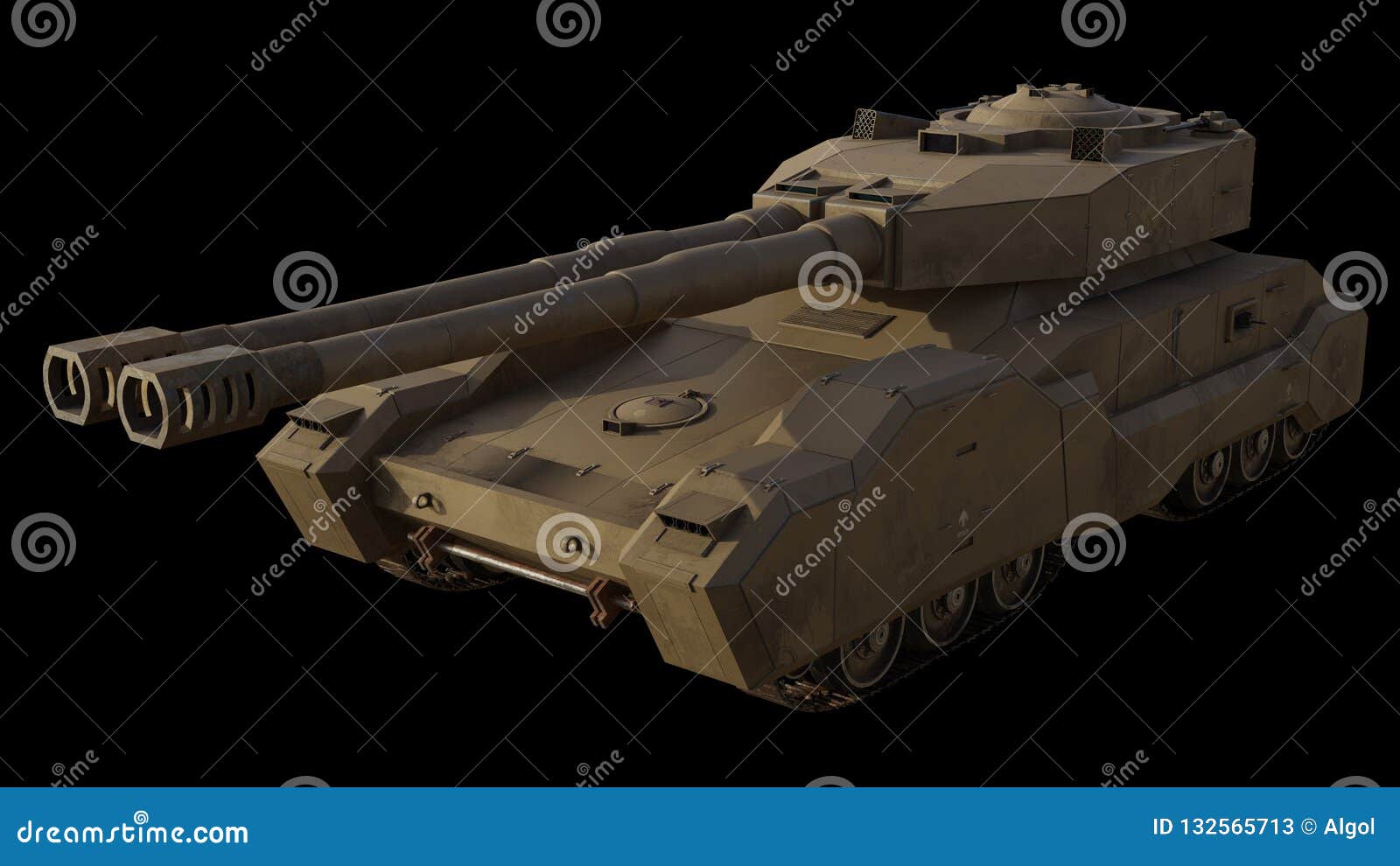 Future Super-Heavy Tank Isolated on Black, Front Angle Stock ...