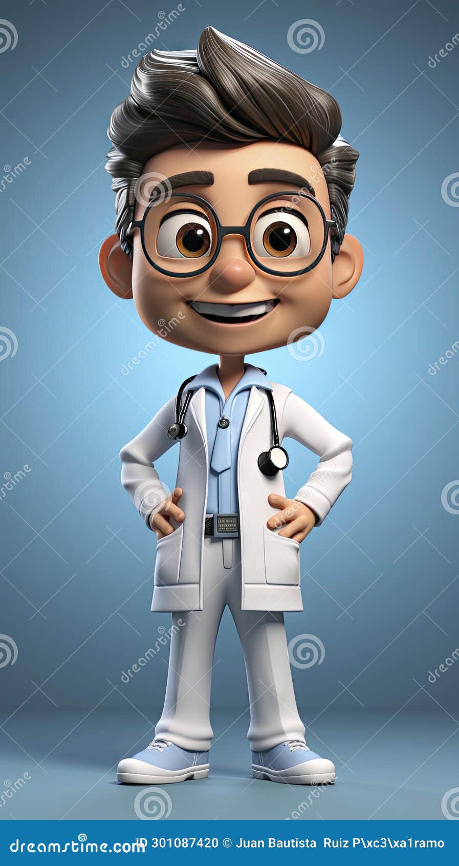 Future Surgeon Charming Animated Medical Character in Scrubs. Stock ...