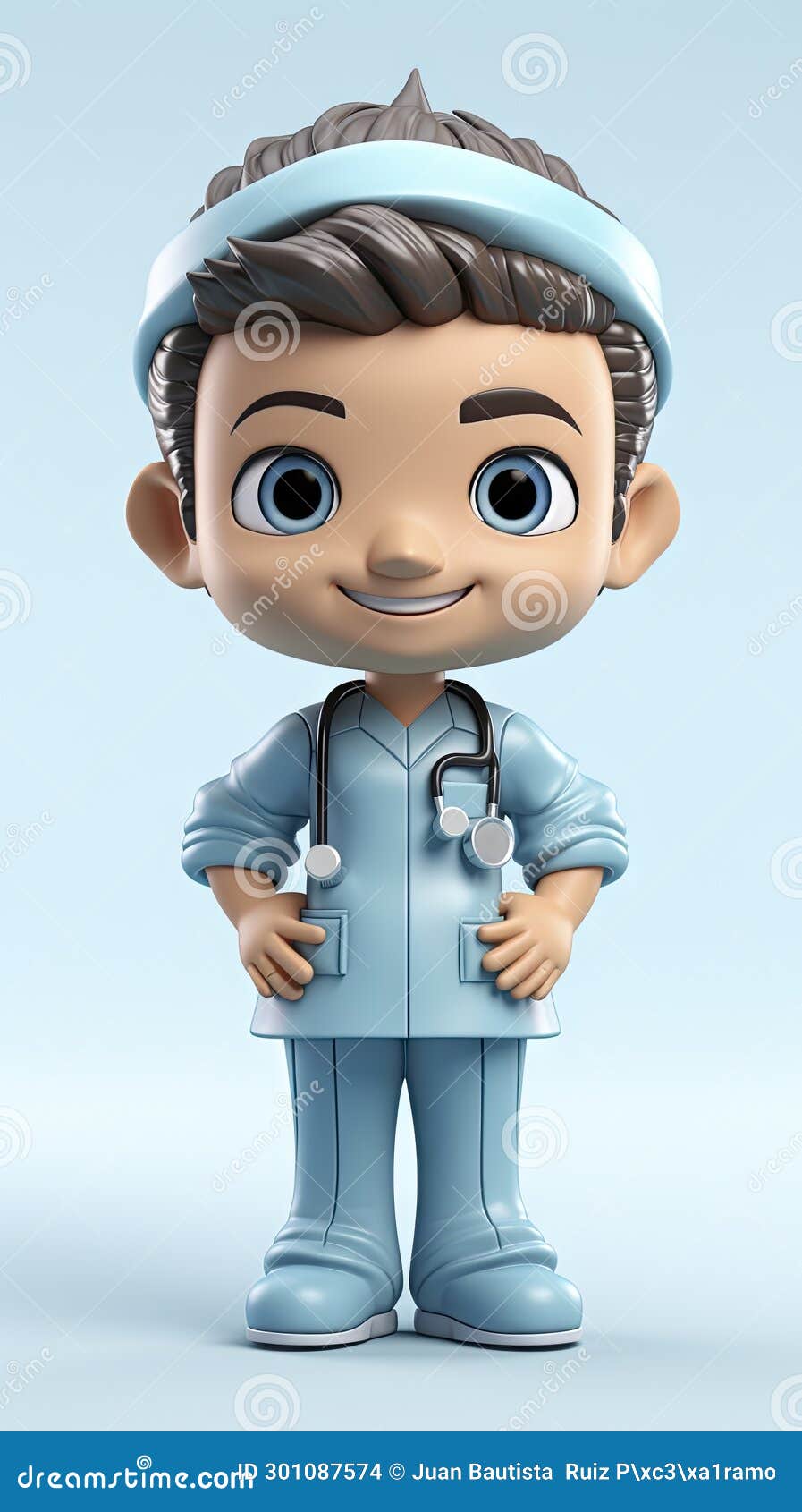 Future Surgeon Charming Animated Medical Character in Scrubs. Stock ...