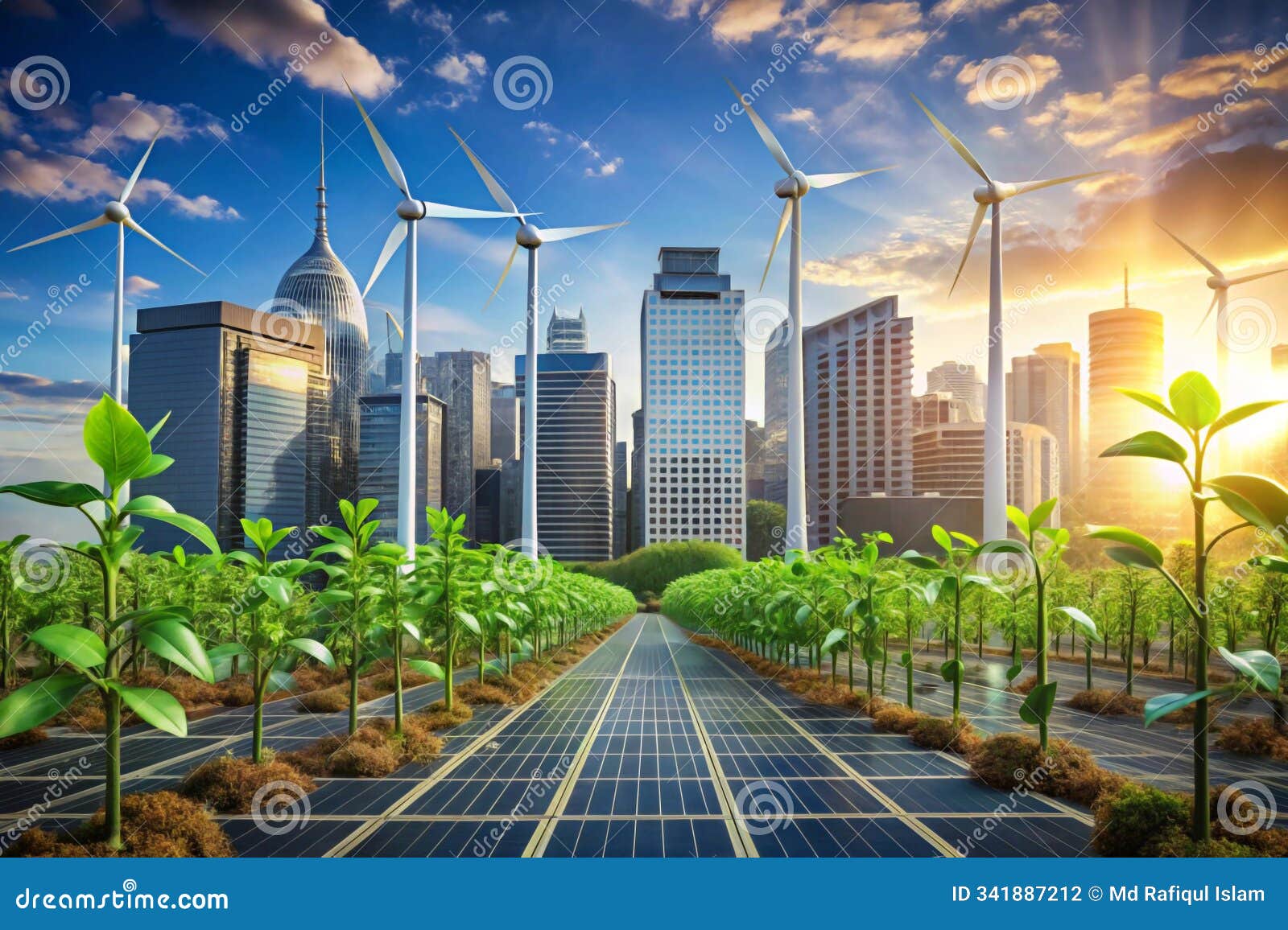 Future Symbiotic Tech-Plants Stock Illustration - Illustration of ...