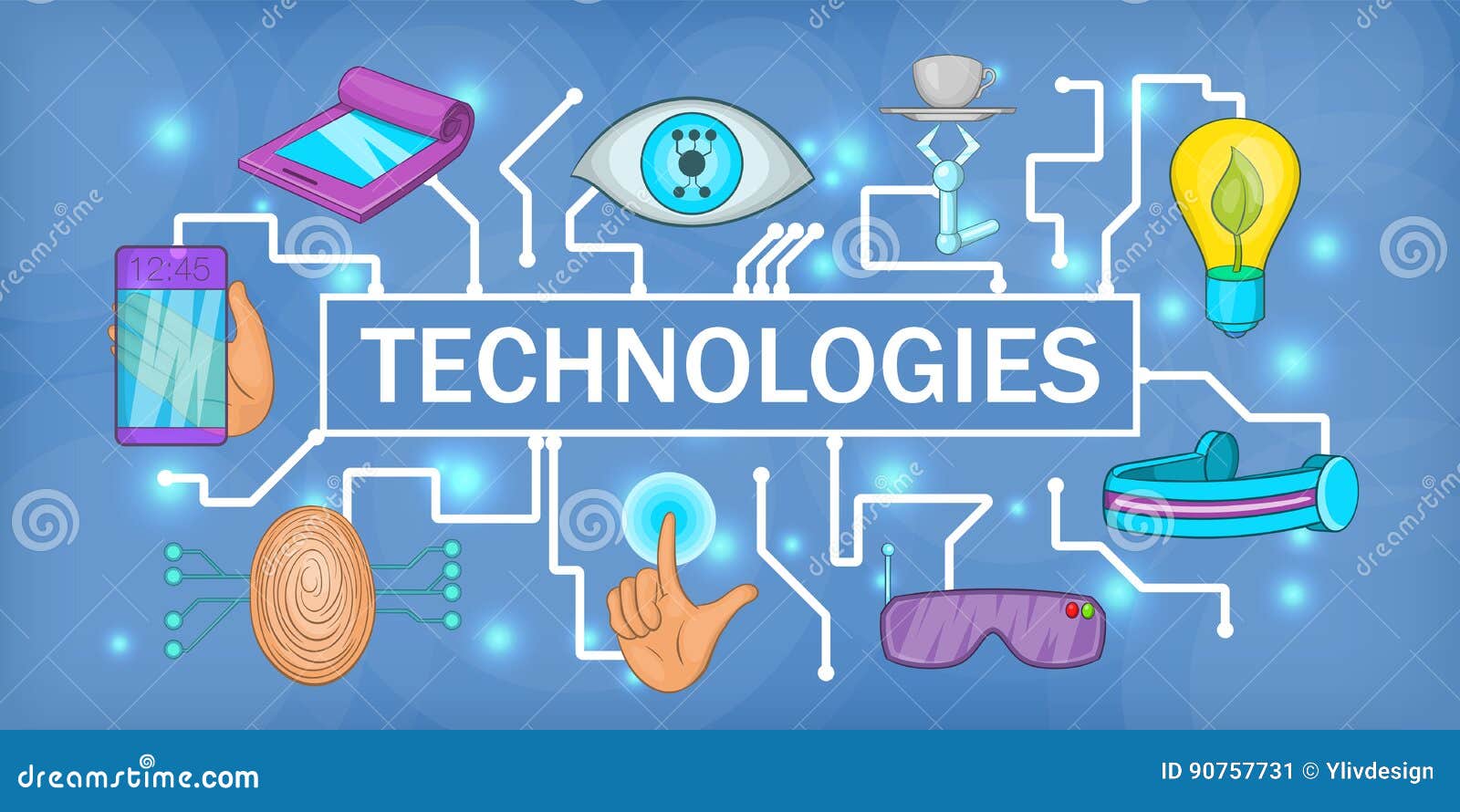 Future Tech Banner Horizontal, Cartoon Style Stock Vector ...