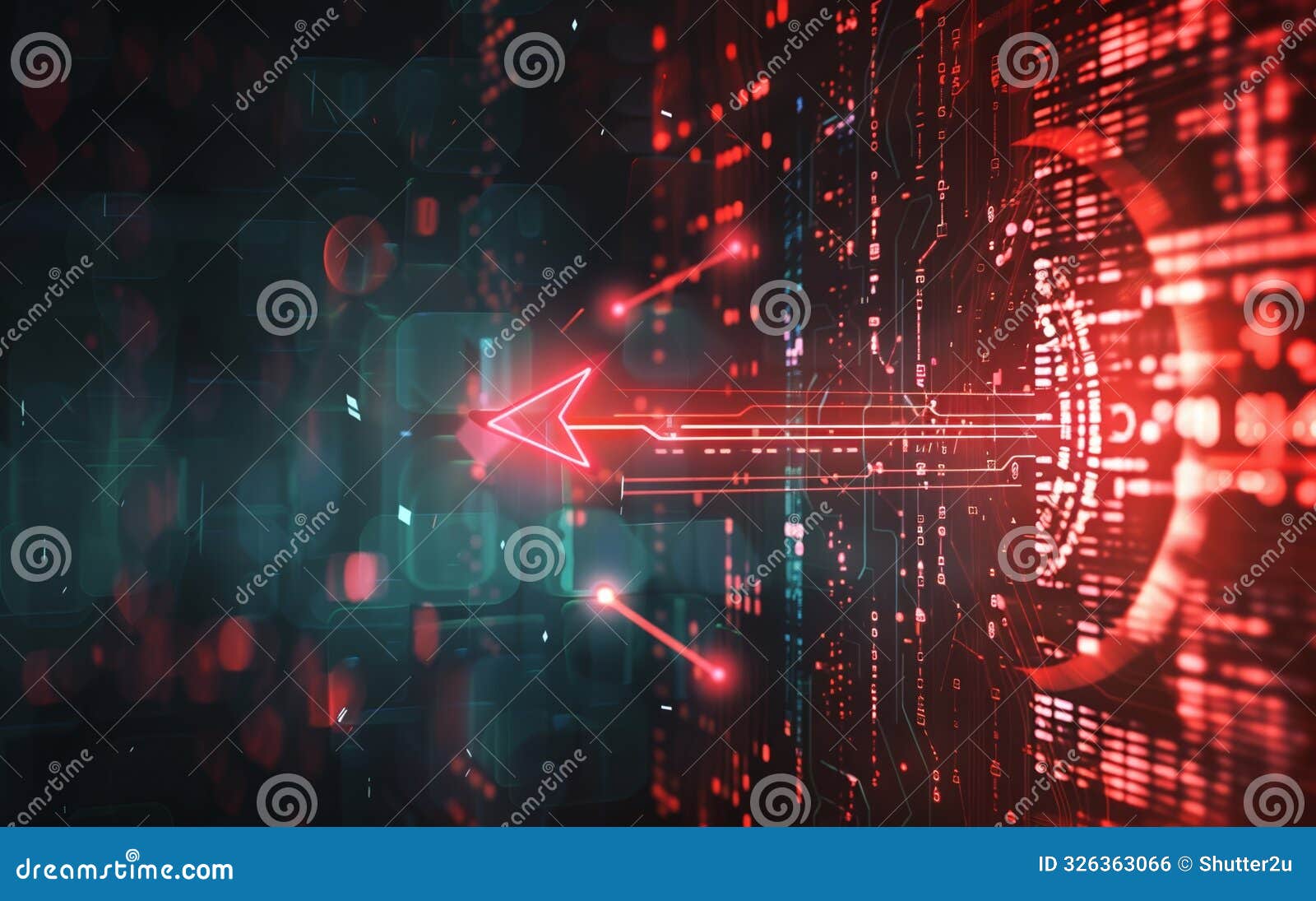 Future Tech Drop Arrow Chart Red Signal Digital Transformation Theme ...
