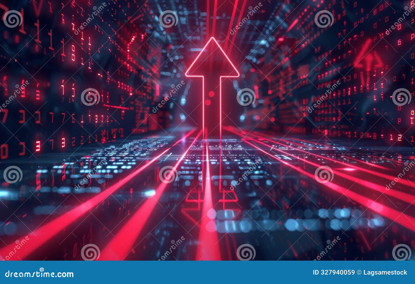 Future Tech Drop Arrow Chart Red Signal Digital Transformation Theme ...