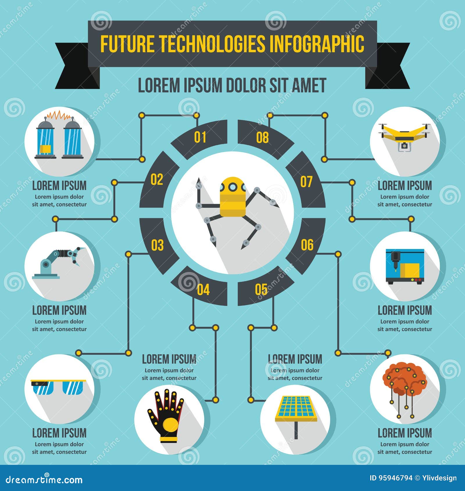 Future Tech Infographic Concept, Flat Style Stock Vector - Illustration ...