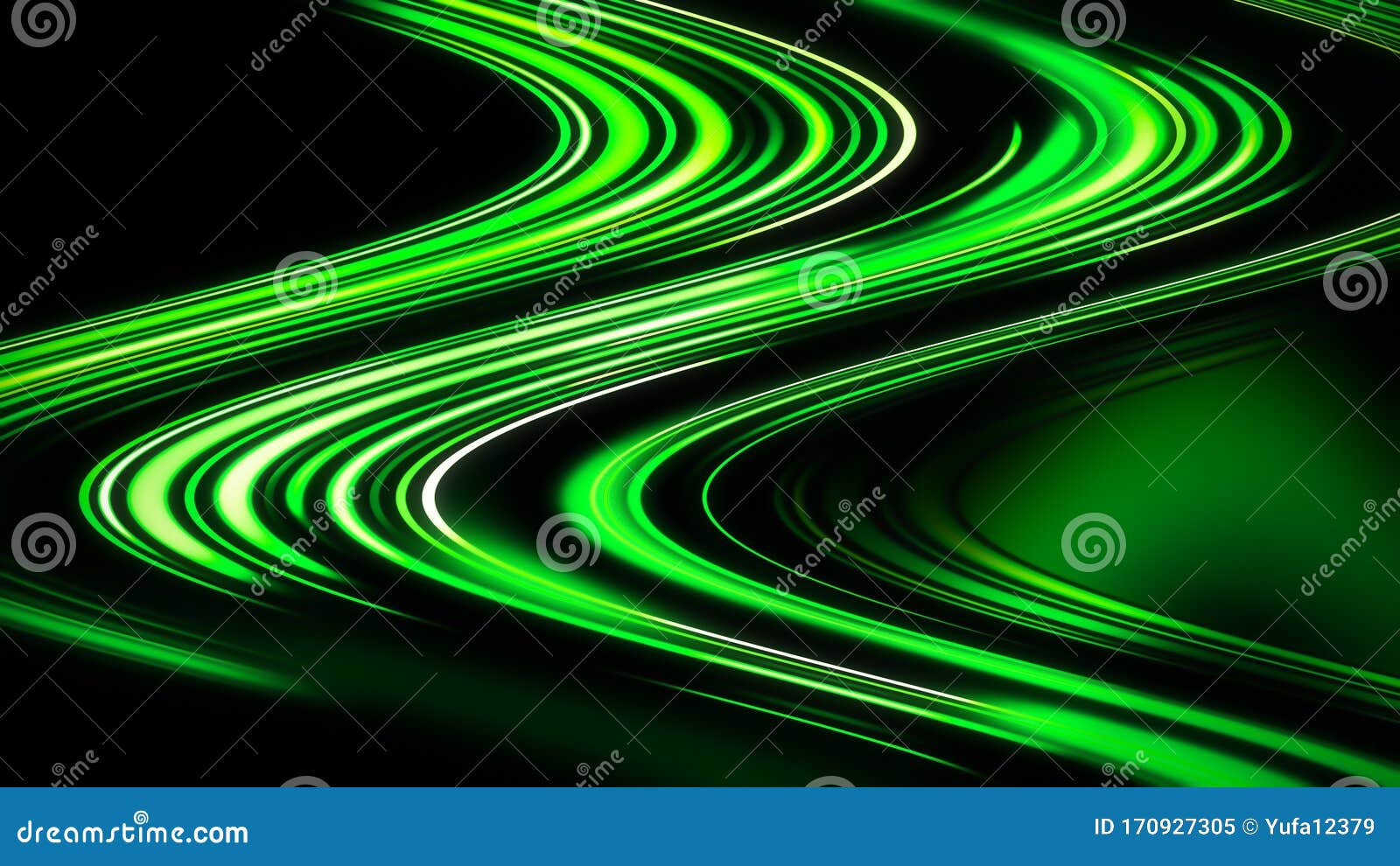 Future Tech. Magic Bright Blur Moving Fast Green Wave Line. Light ...