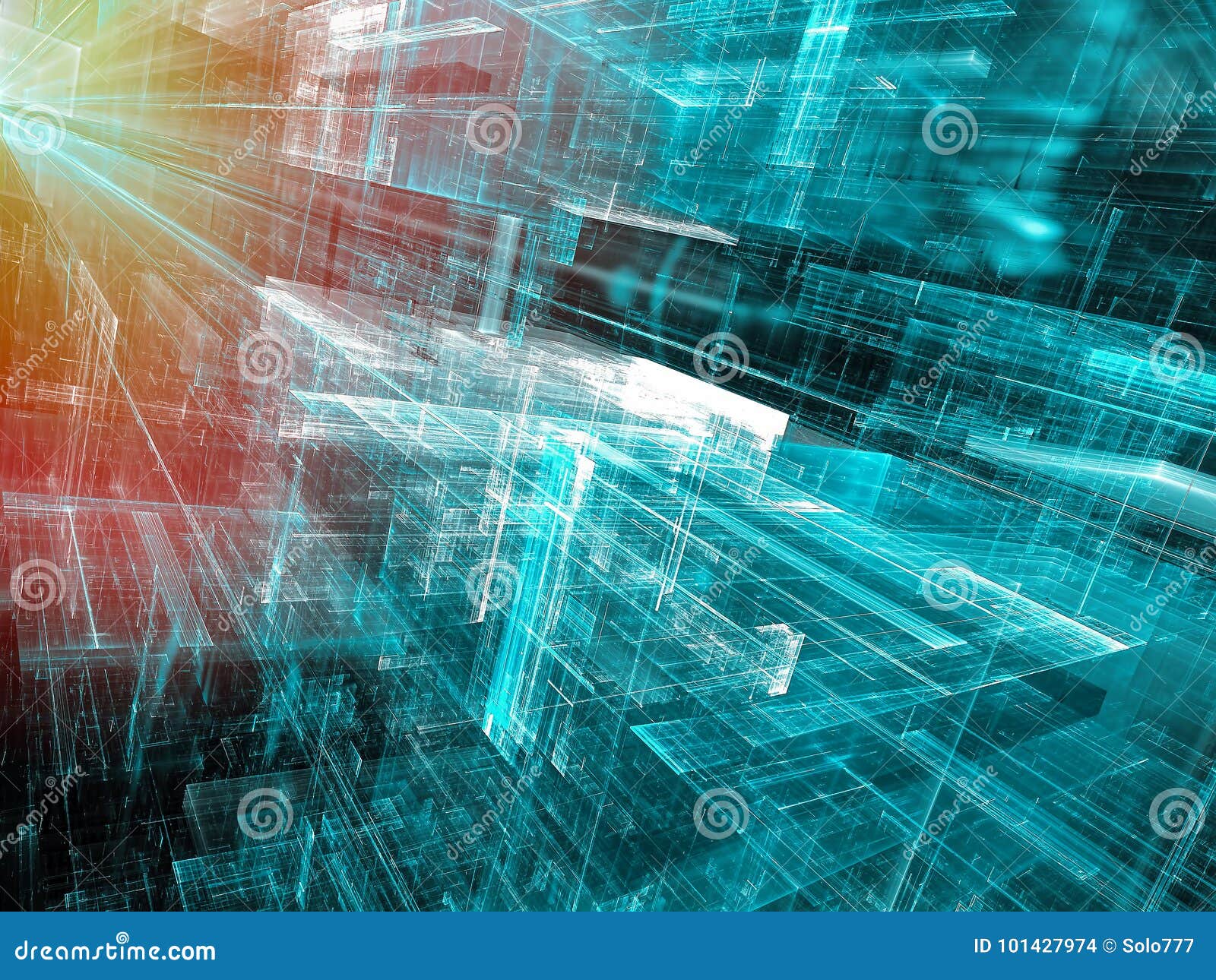 Future Tech Style Background - Fractal Stock Illustration ...