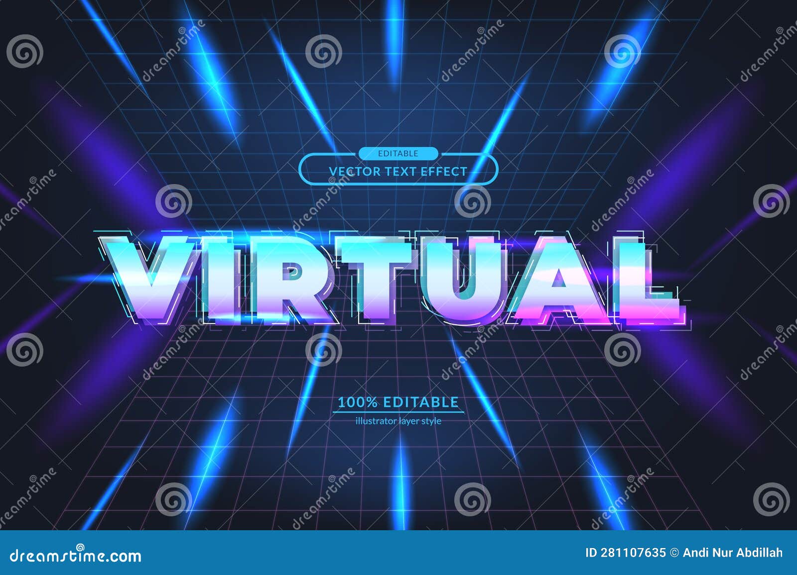 Future Tech Virtual Cyber Concept Glow Universe Reality Editable Text ...