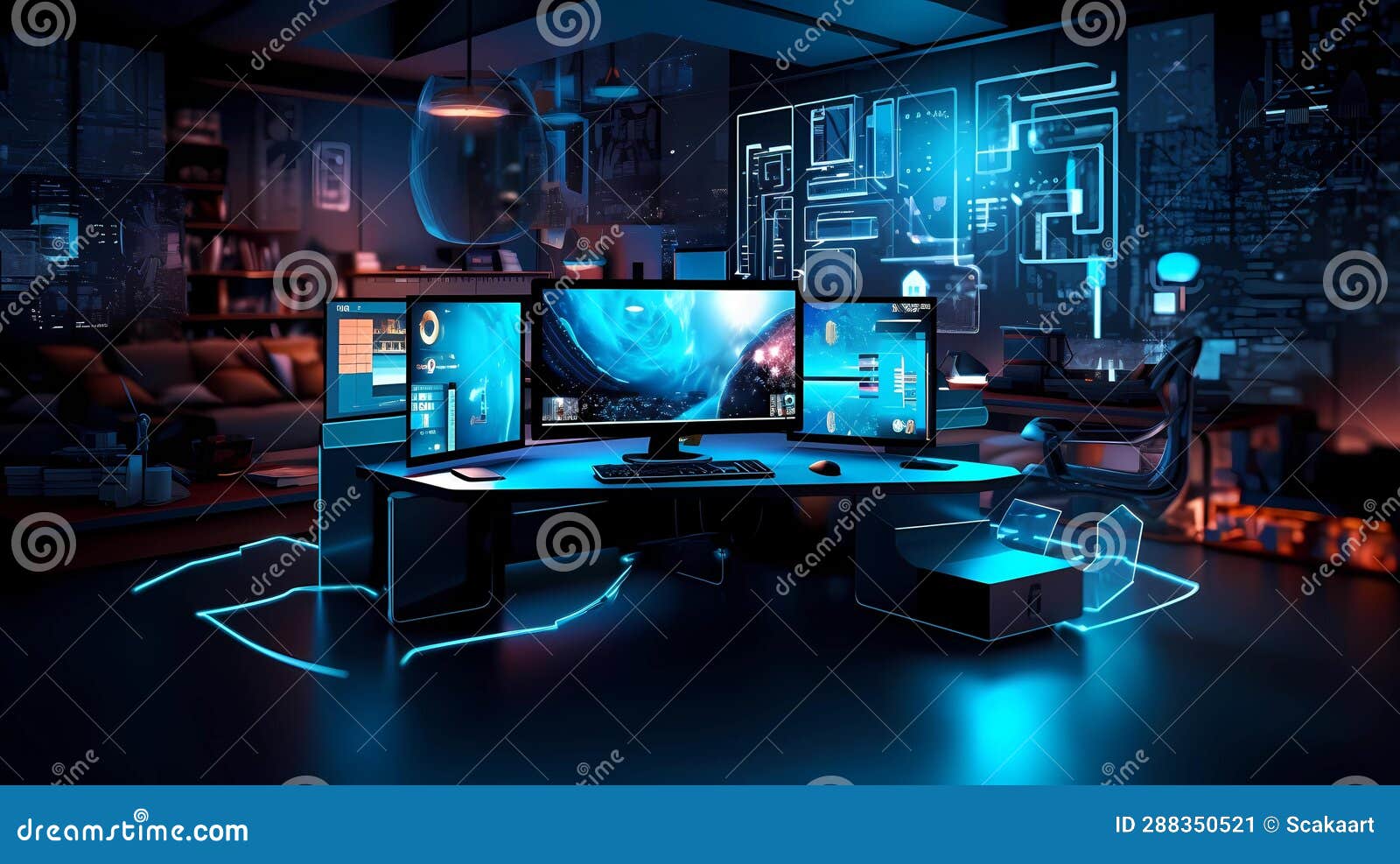 Future-Tech Workspace: Sleek High-Tech Devices in Modern Minimalistic ...