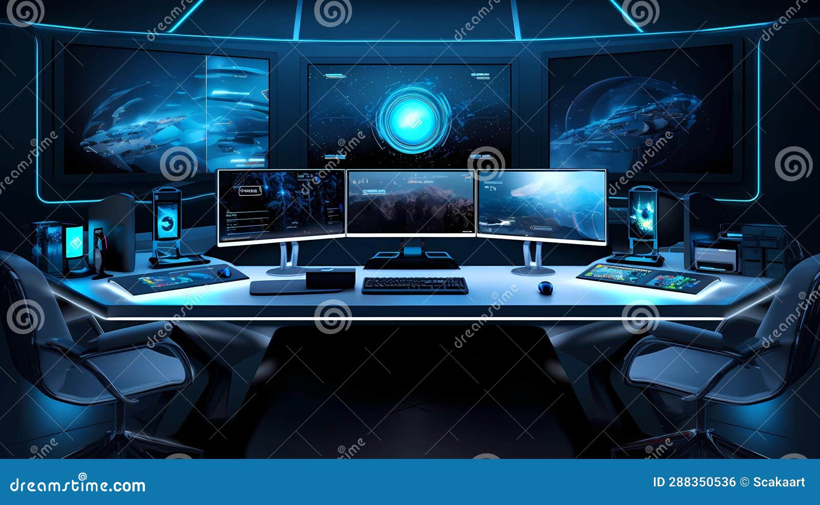 Future-Tech Workspace: Sleek High-Tech Devices in Modern Minimalistic ...