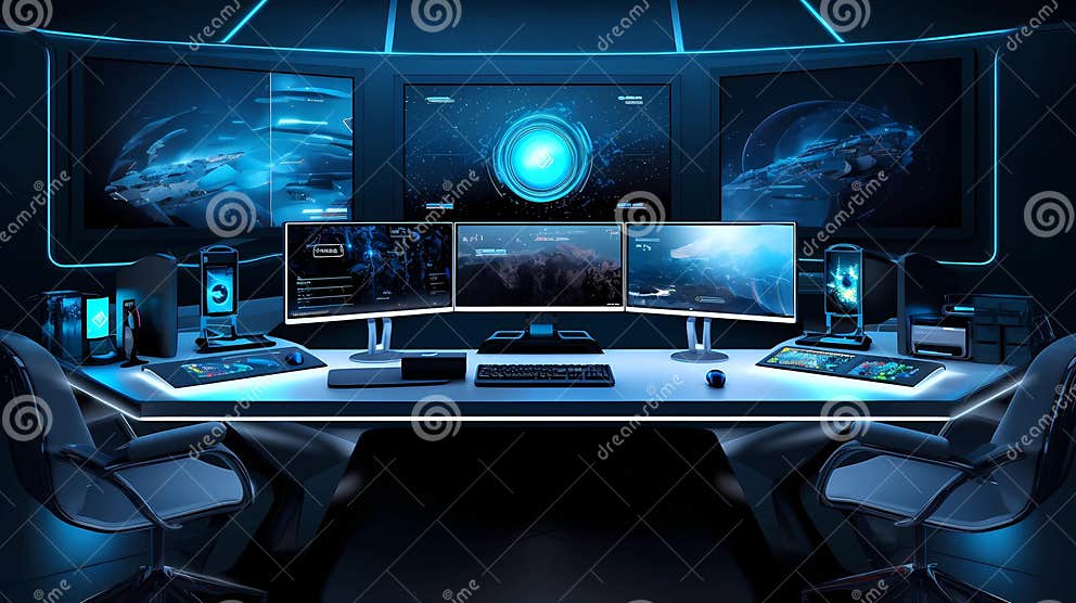 Future-Tech Workspace: Sleek High-Tech Devices in Modern Minimalistic ...