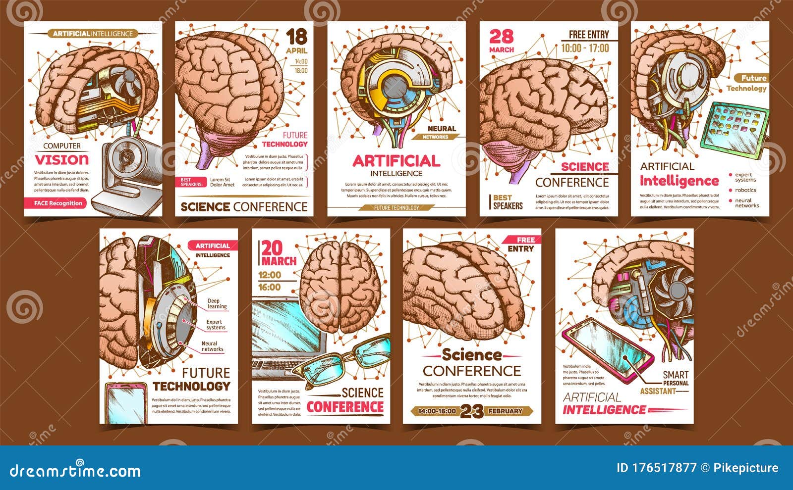 Future Technology Advertising Posters Set Vector Stock Vector ...