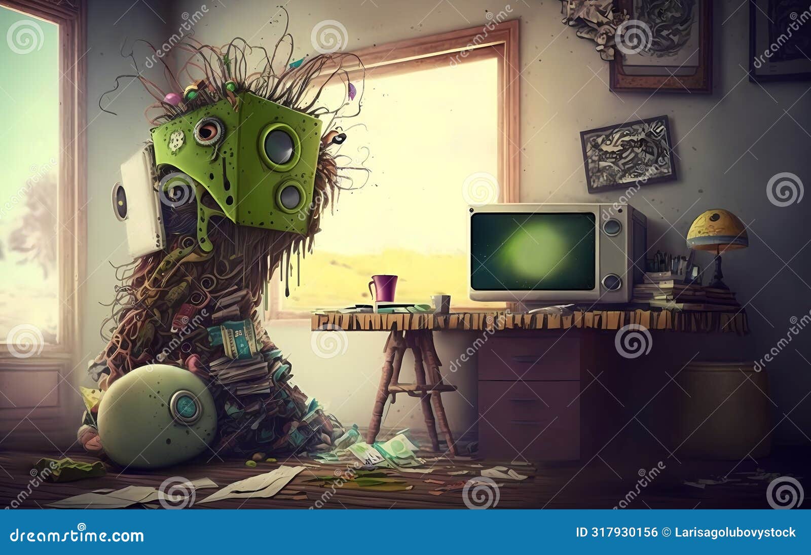 Messy Cartoon Businessman: A Gloomy, Primitive Art Style With ...