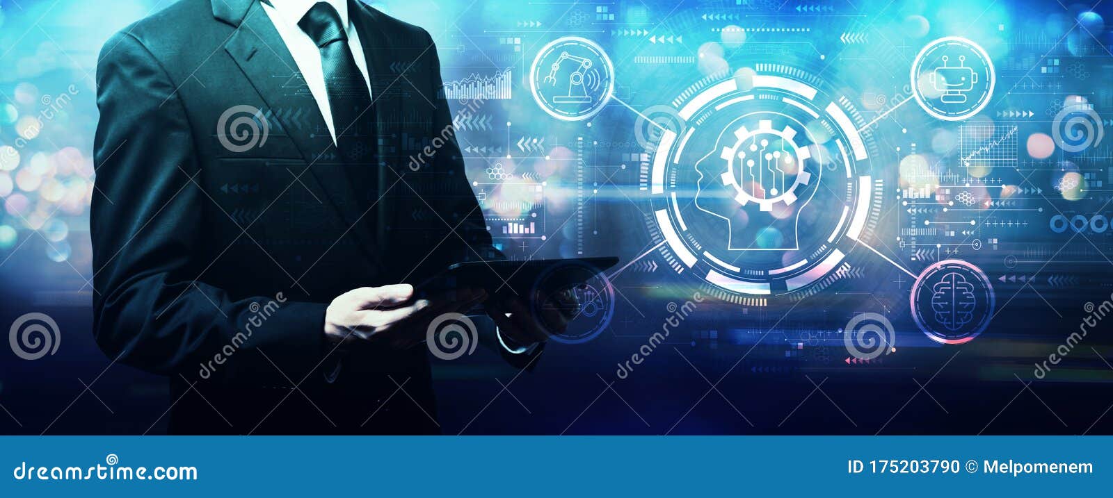 Future Technology Concept with Businessman Stock Photo - Image of ...