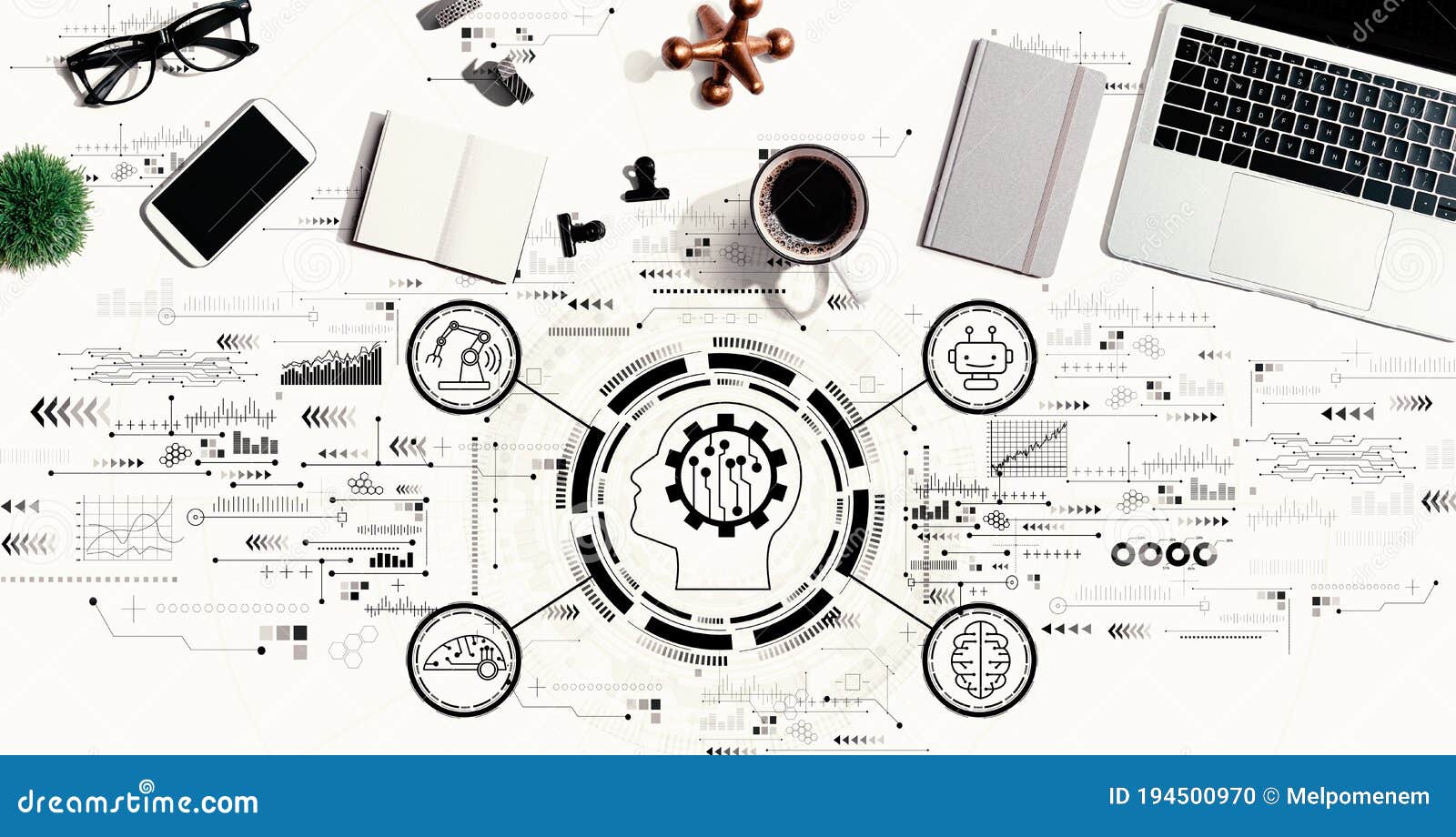 Future Technology Concept with a Laptop Computer Stock Photo - Image of ...