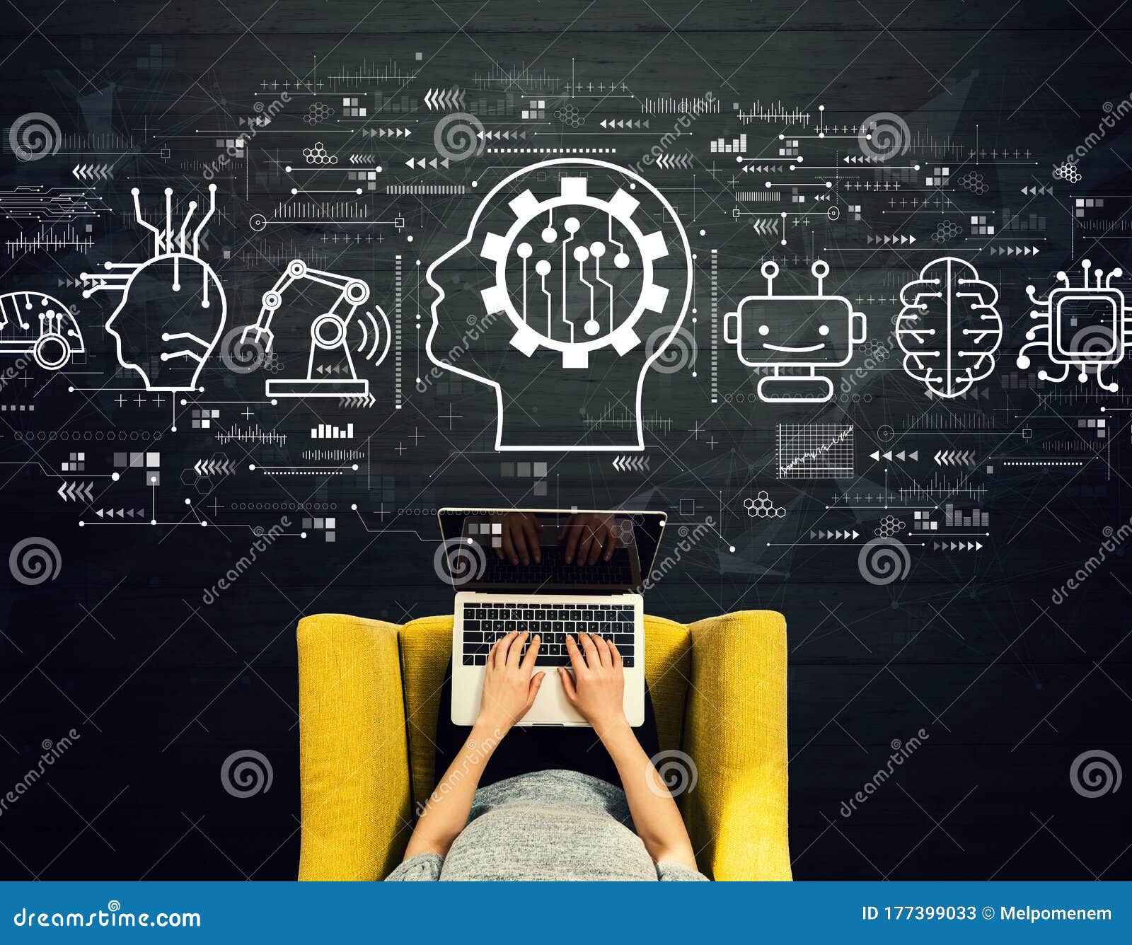 Future Technology Concept with Person Using a Laptop Stock Image ...