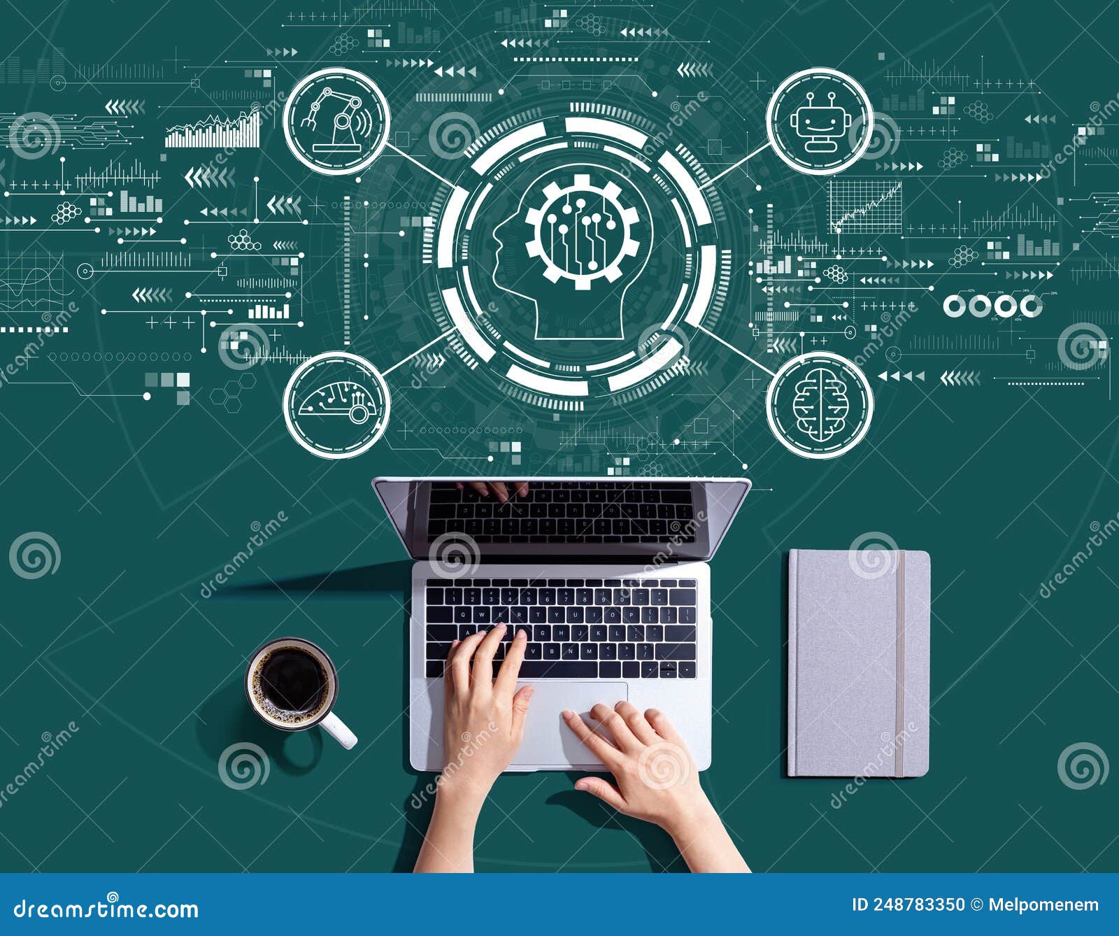 Future Technology Concept with Person Using a Laptop Stock Photo ...