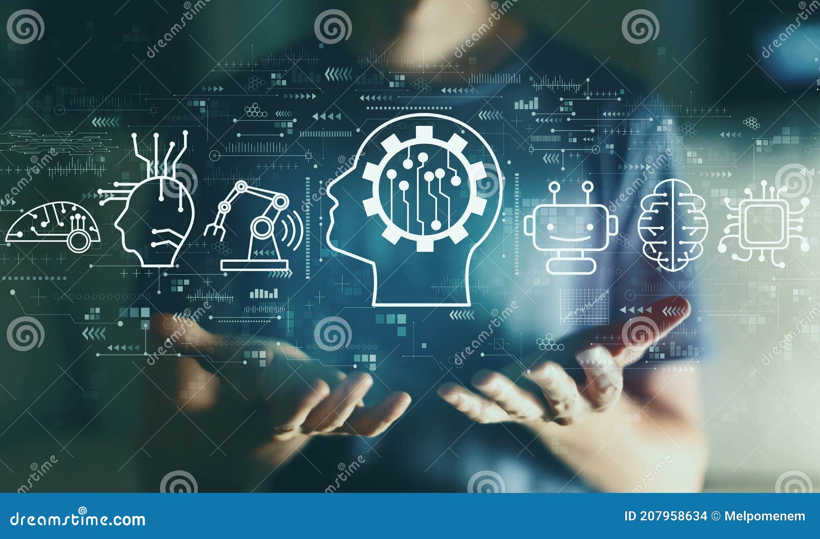 Future Technology Concept with Young Man Stock Photo - Image of ...