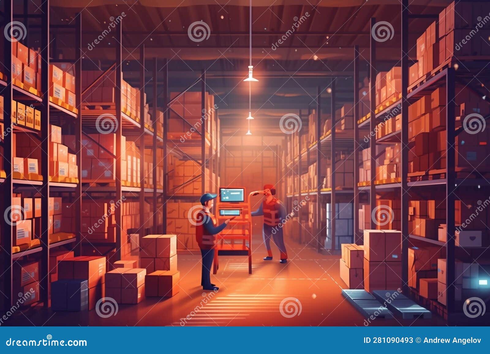 Future Technology 3D Concept: Automated Modern Retail Warehouse AGV ...