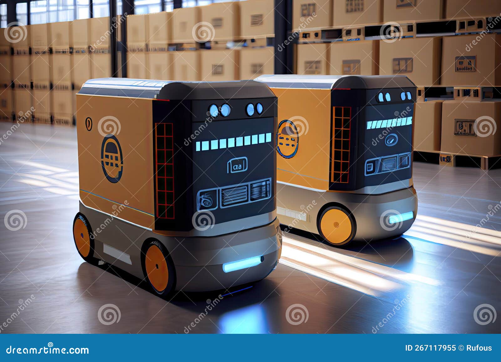 Automated Retail Warehouse With Robots Efficiently Sorting Parcels ... Automated Retail Warehouse With Robots Efficiently Sorting Parcels ...