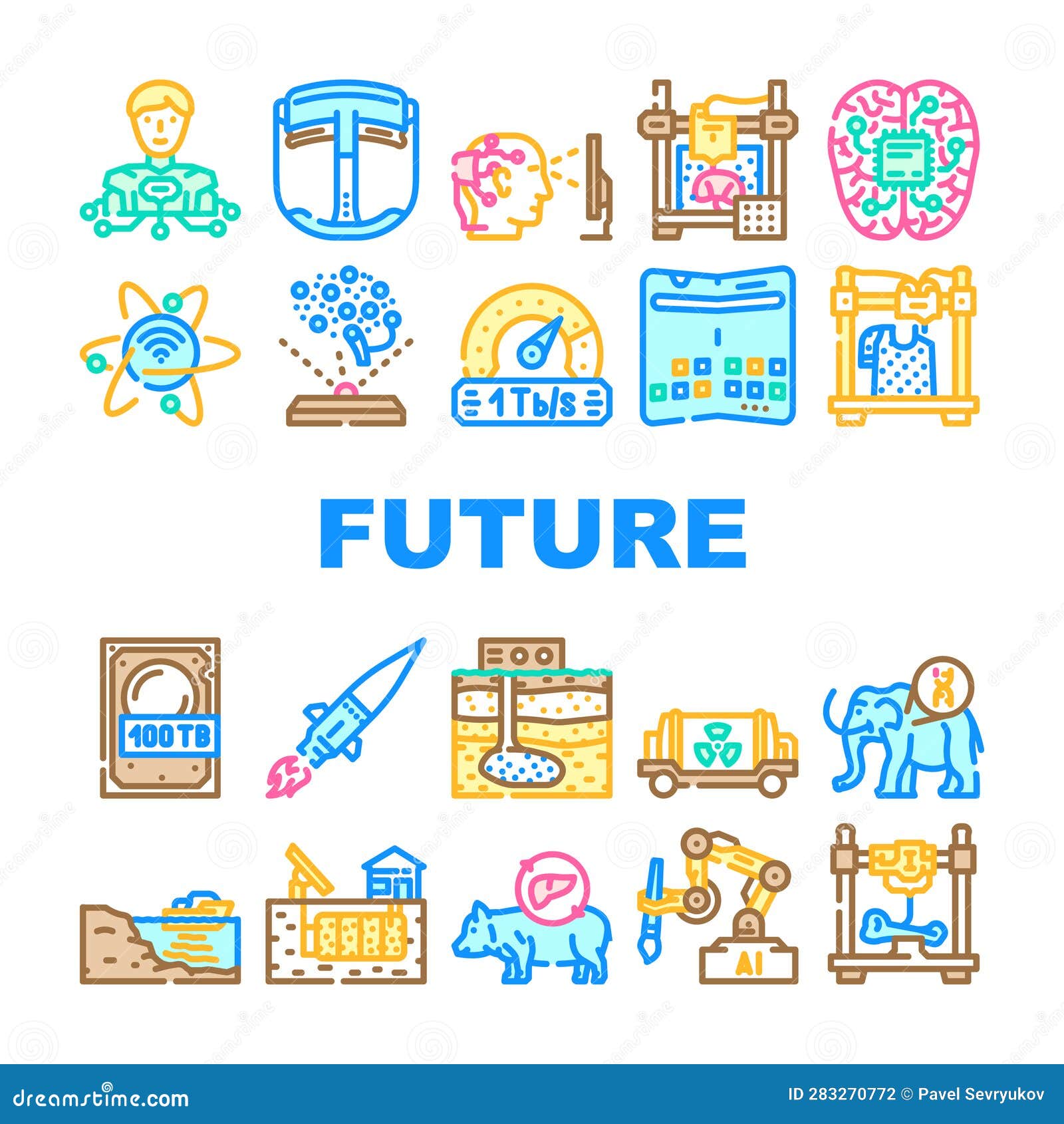 Future Technology Digital Data Icons Set Vector Stock Vector ...