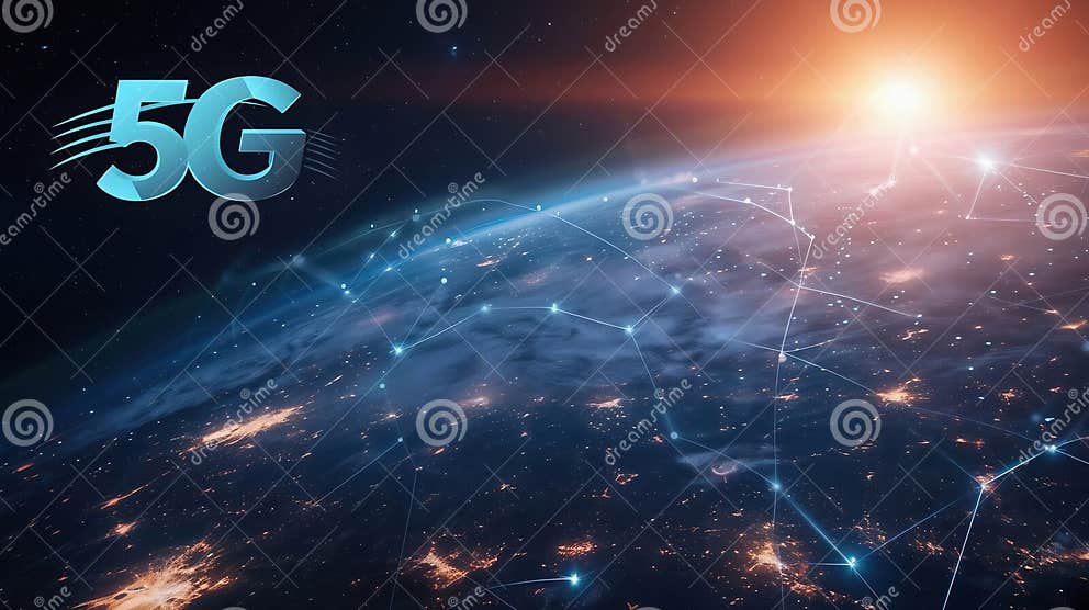 Future Technology 5G Network. Telecommunication Network Above City ...