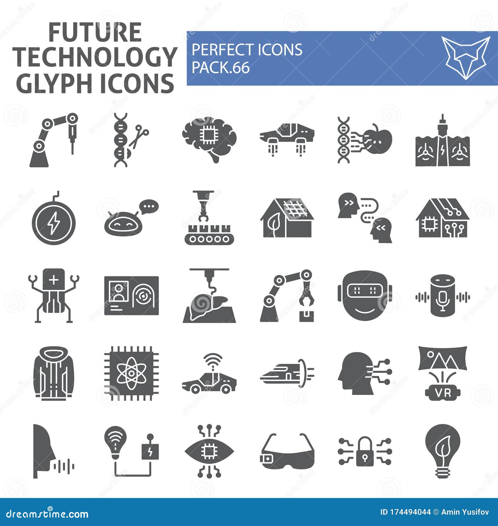 Future Technology Glyph Icon Set, Innovation Symbols Collection, Vector ...
