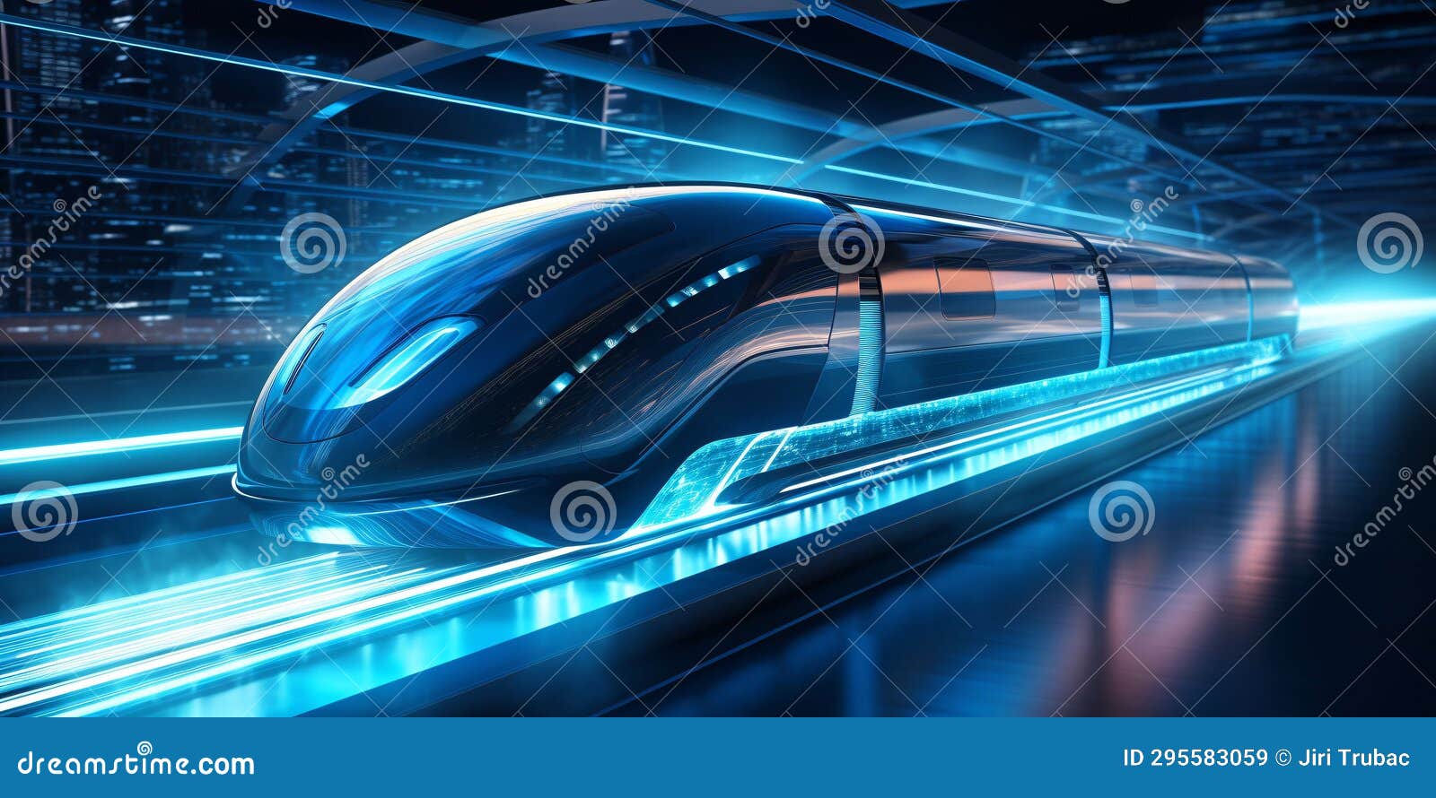 The Future Technology of High-speed Transport. Futuristic Bullet Train ...
