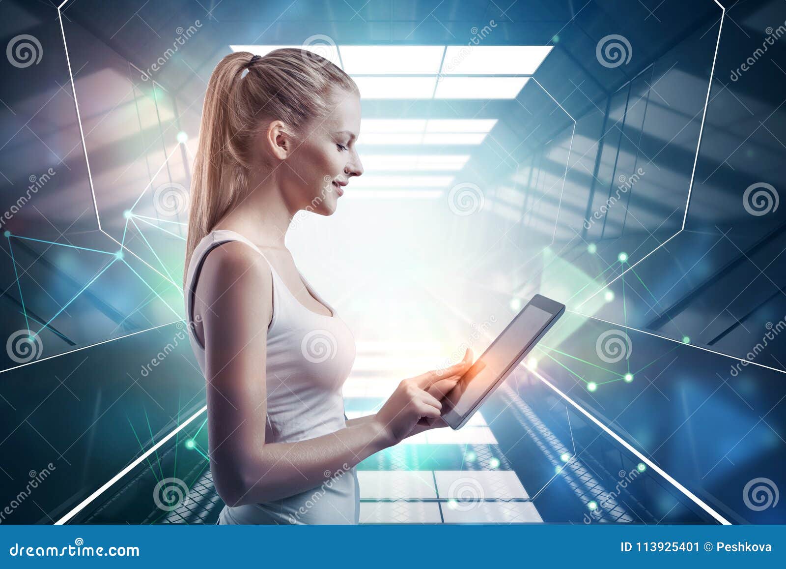 Future, Technology and Hologram Concept Stock Image - Image of female ...