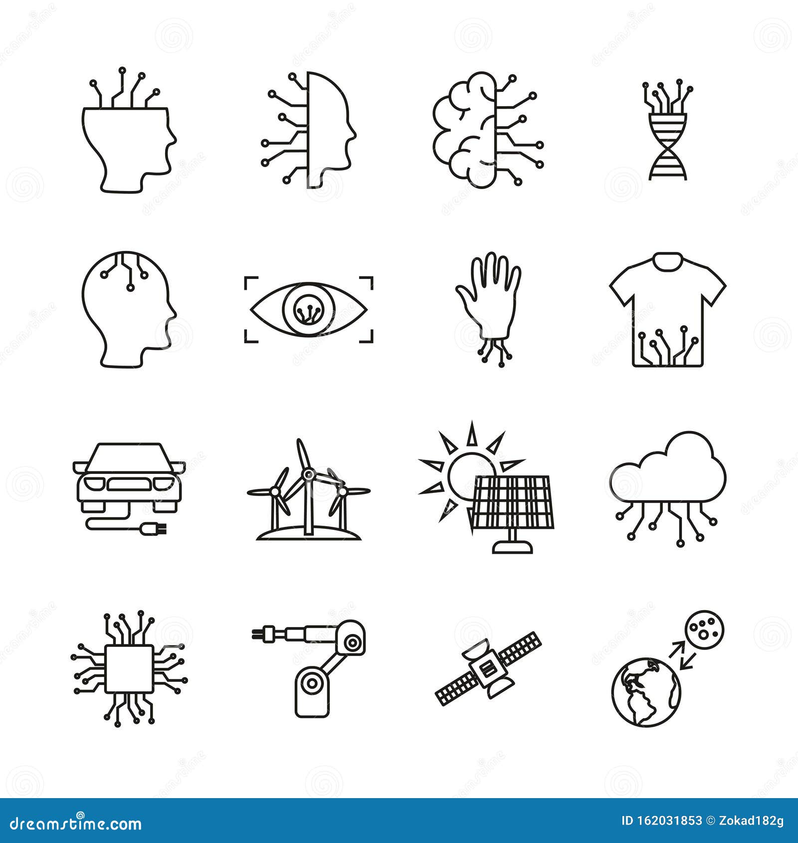 Future Technology Icons Thin Line Set Stock Vector - Illustration of ...
