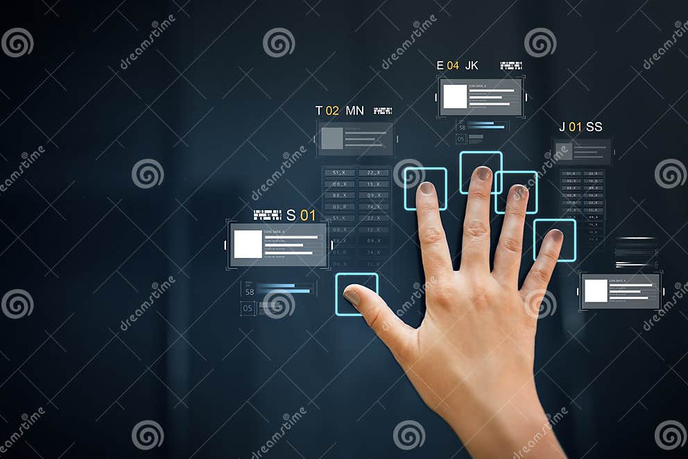 Hand Scan on Touch Screen Scanning for Data Access Stock Image - Image ...