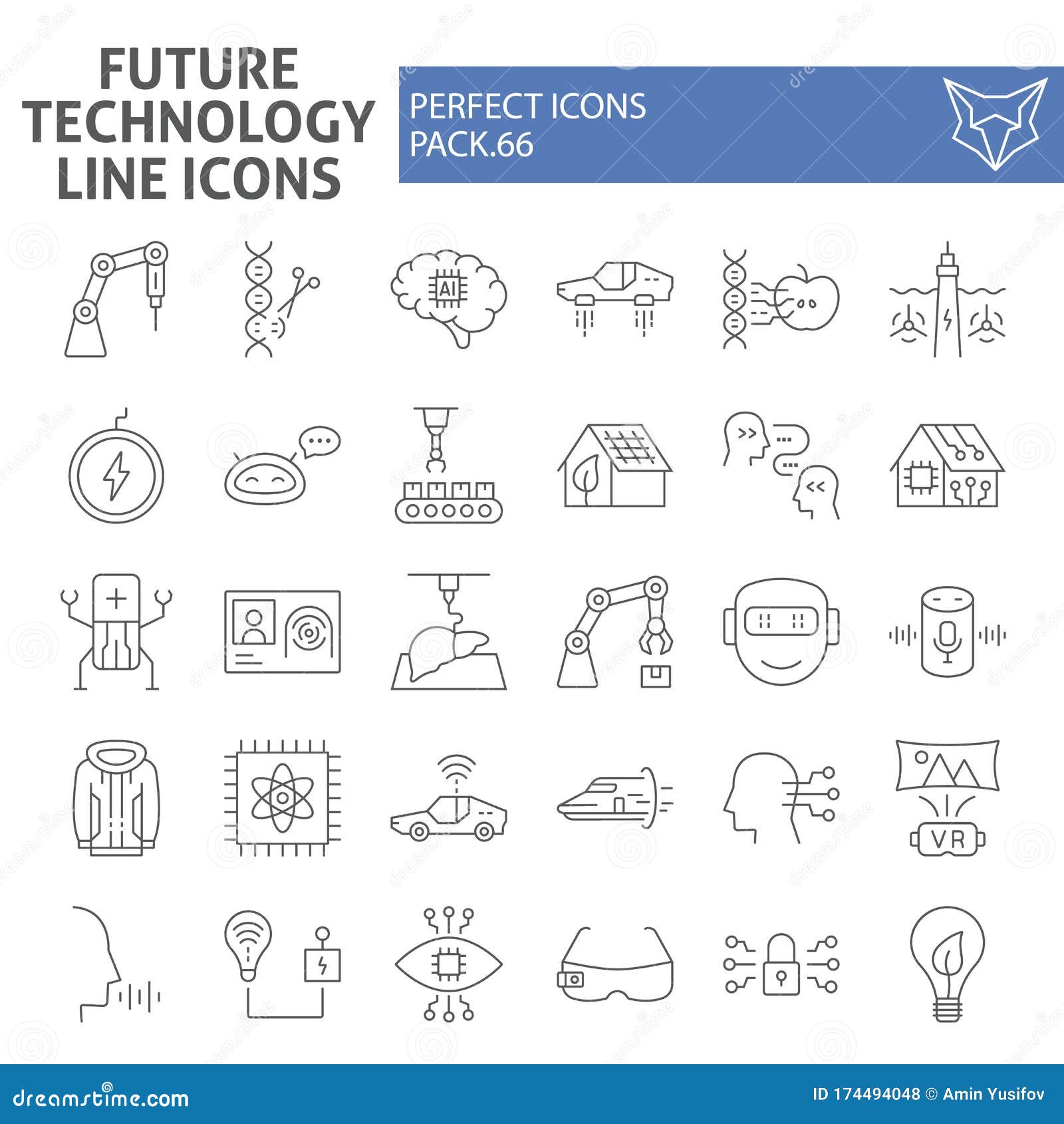 Future Technology Thin Line Icon Set, Innovation Symbols Collection ...
