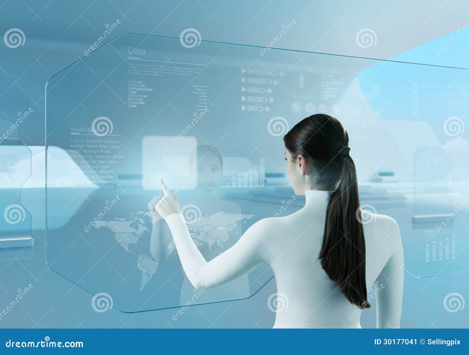 Future Technology. Girl Press Button Touchscreen Interface. Royalty ... Future Technology. Girl Press Button Touchscreen Interface. Royalty ...