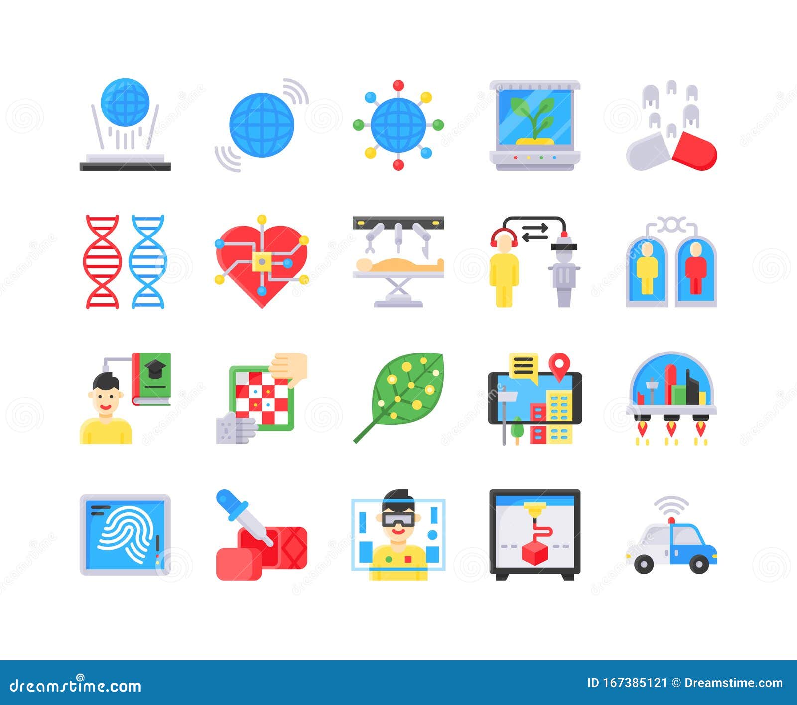 Future Technology Vector Icon Set, Flat Style Stock Vector ...