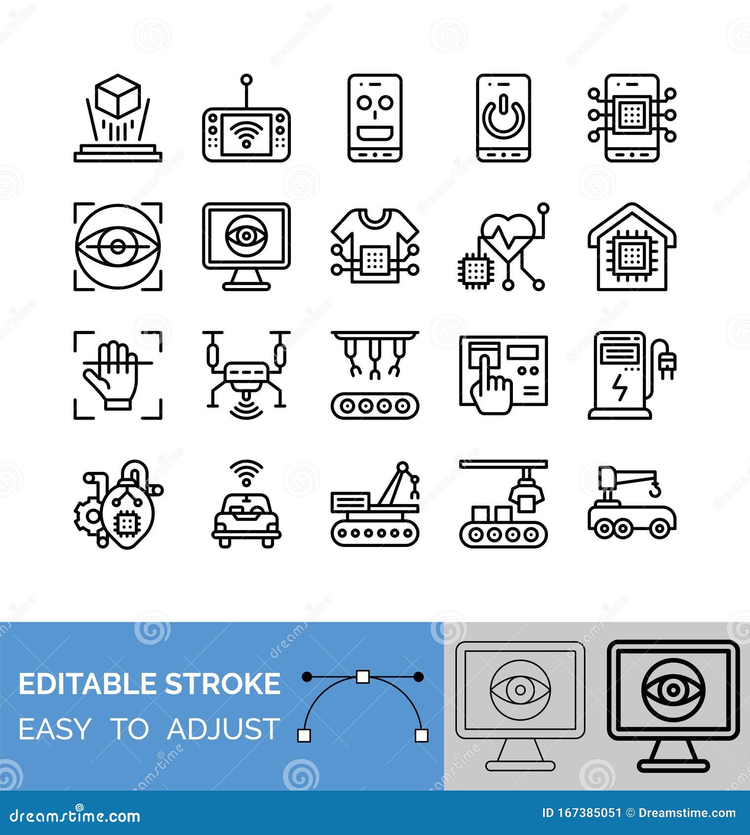 Future Technology Vector Icon Set 2, Line Style Stock Vector ...