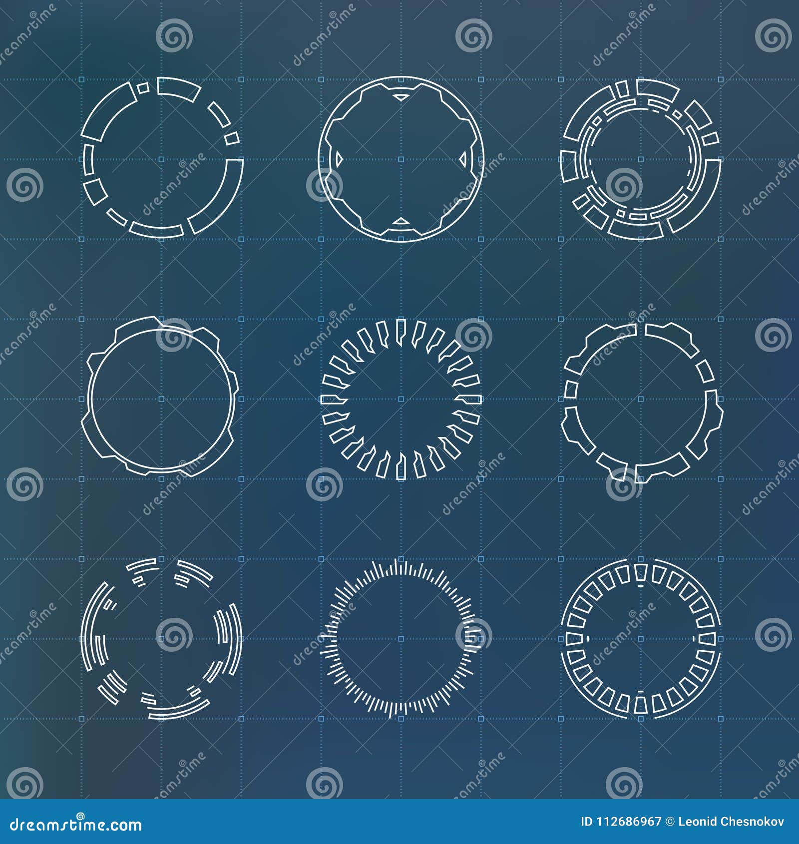 Futuristic User Interface Circle Elements Set Stock Vector ...