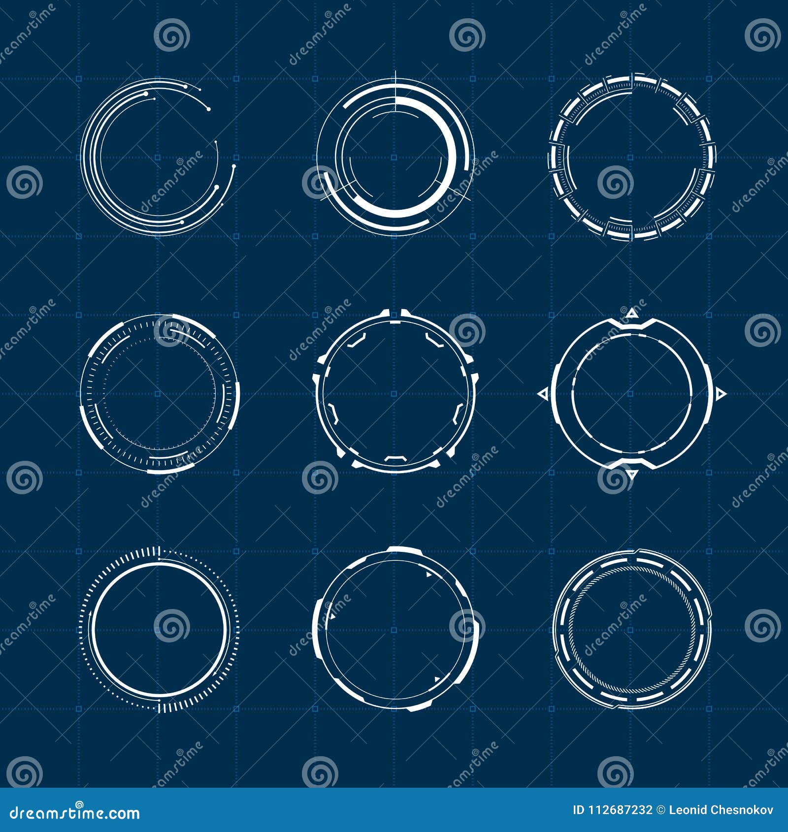 Futuristic User Interface Circle Elements Set Stock Vector ...