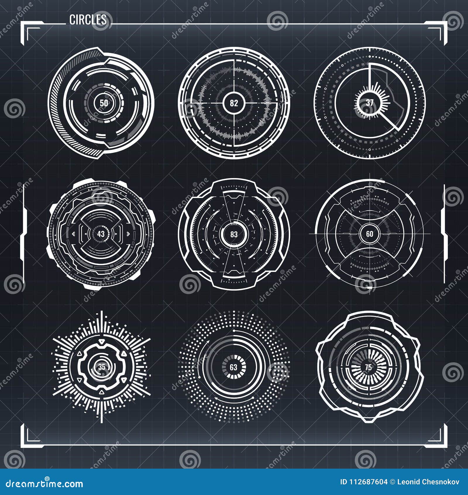 Futuristic User Interface Circle Elements Set Stock Vector ...