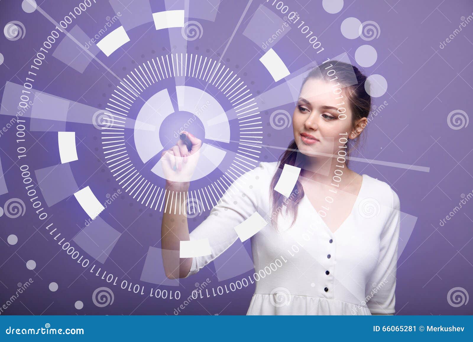 Future Technology. Woman Working with Futuristic Interface Stock ...