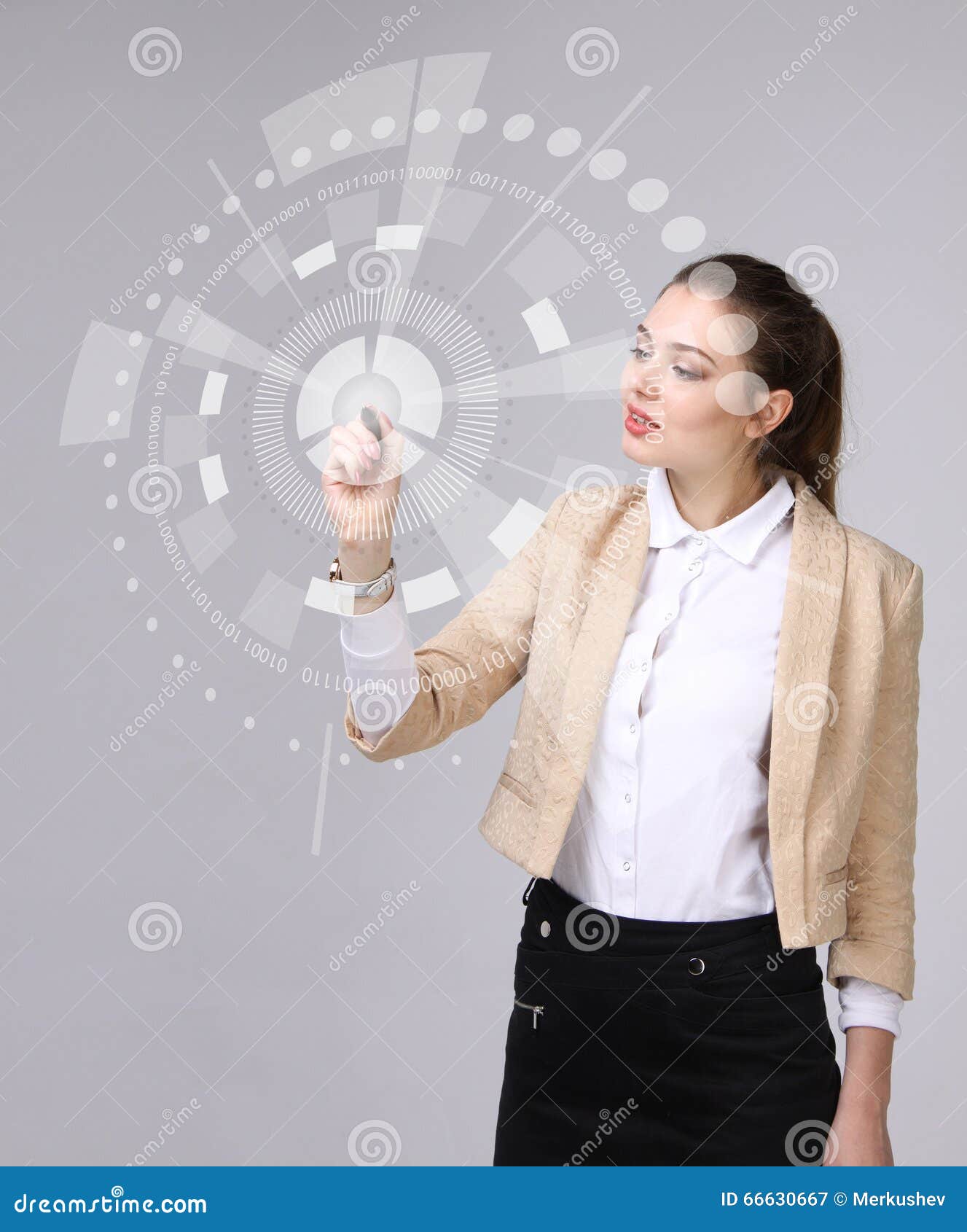 Future Technology. Woman Working with Futuristic Interface Stock Image ...