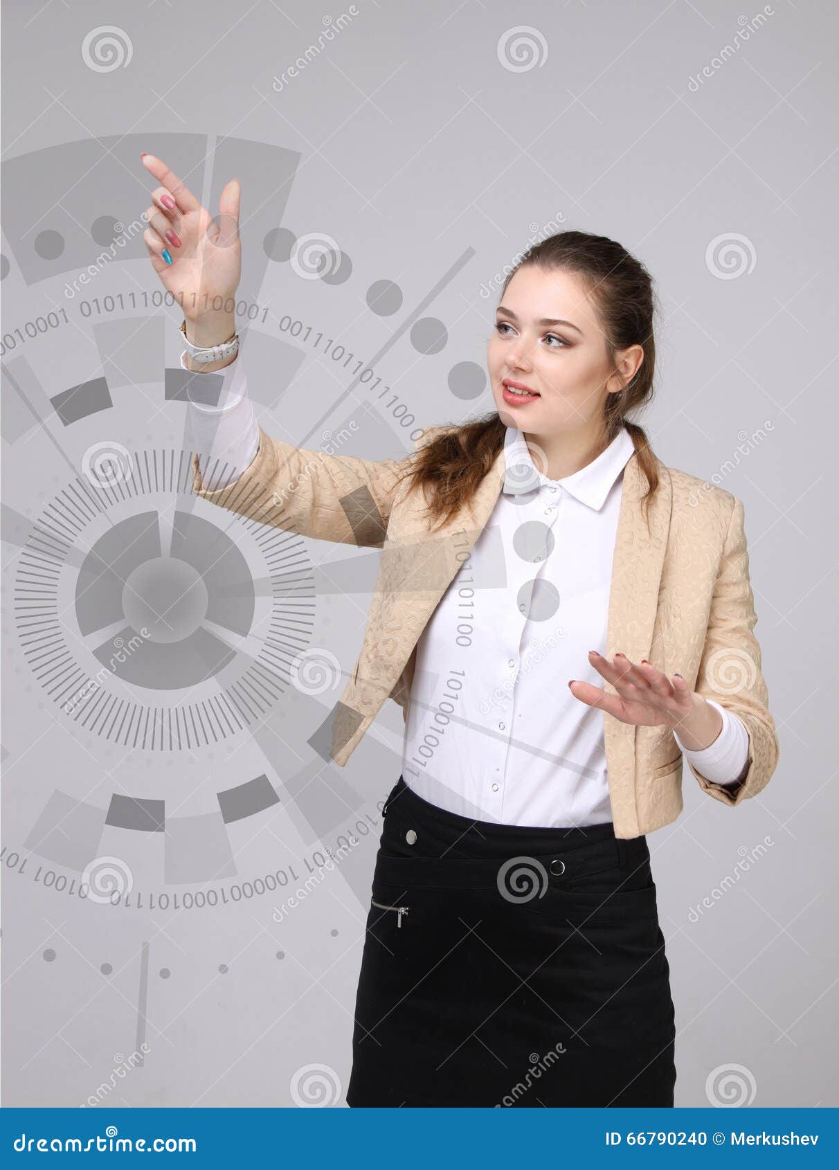 Future Technology. Woman Working with Futuristic Interface Stock Photo ...