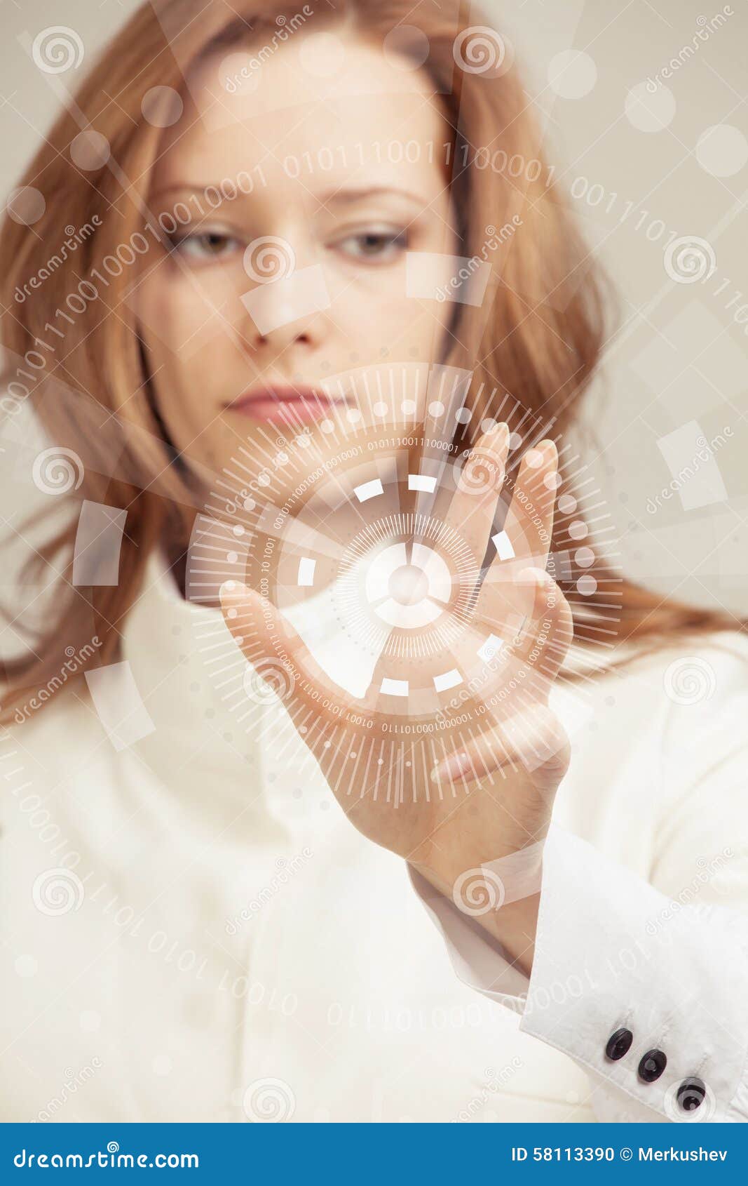 Future Technology. Woman Working with Futuristic Stock Photo - Image of ...