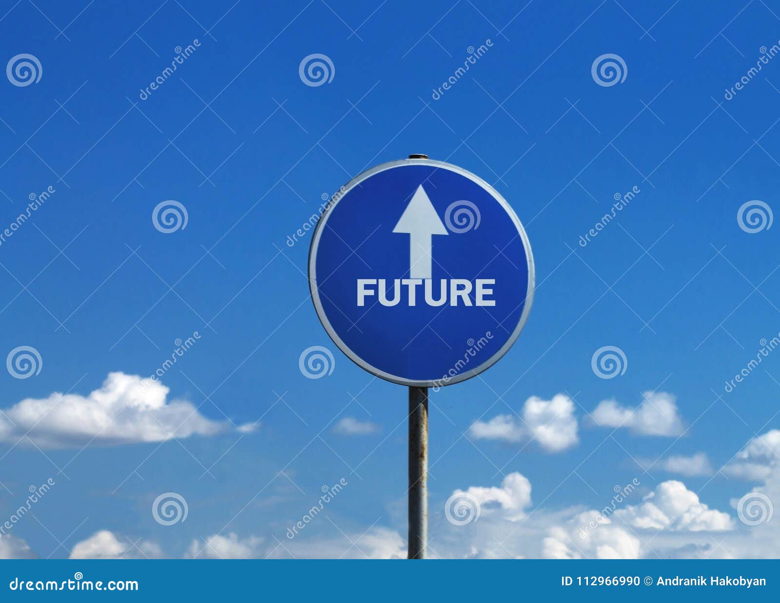 Future text with arrow. stock photo. Image of clouds - 112966990