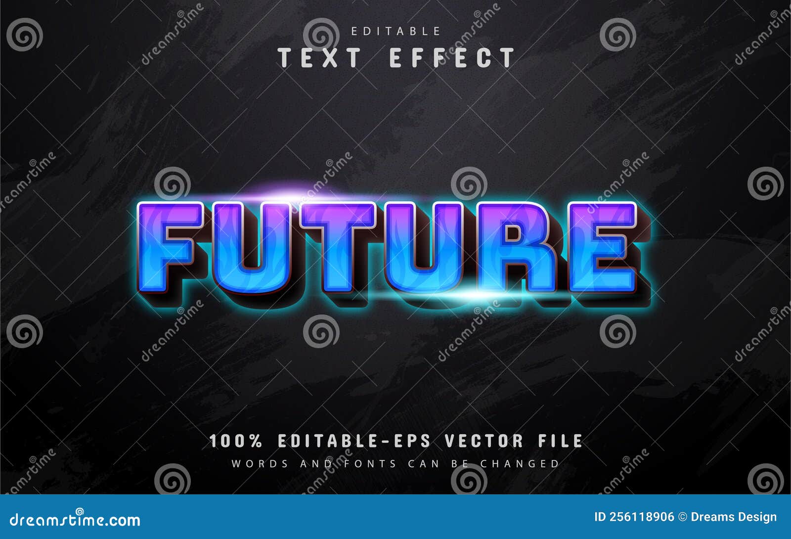 Future Text, Blue Purple Gradient Text Effect Stock Vector ...