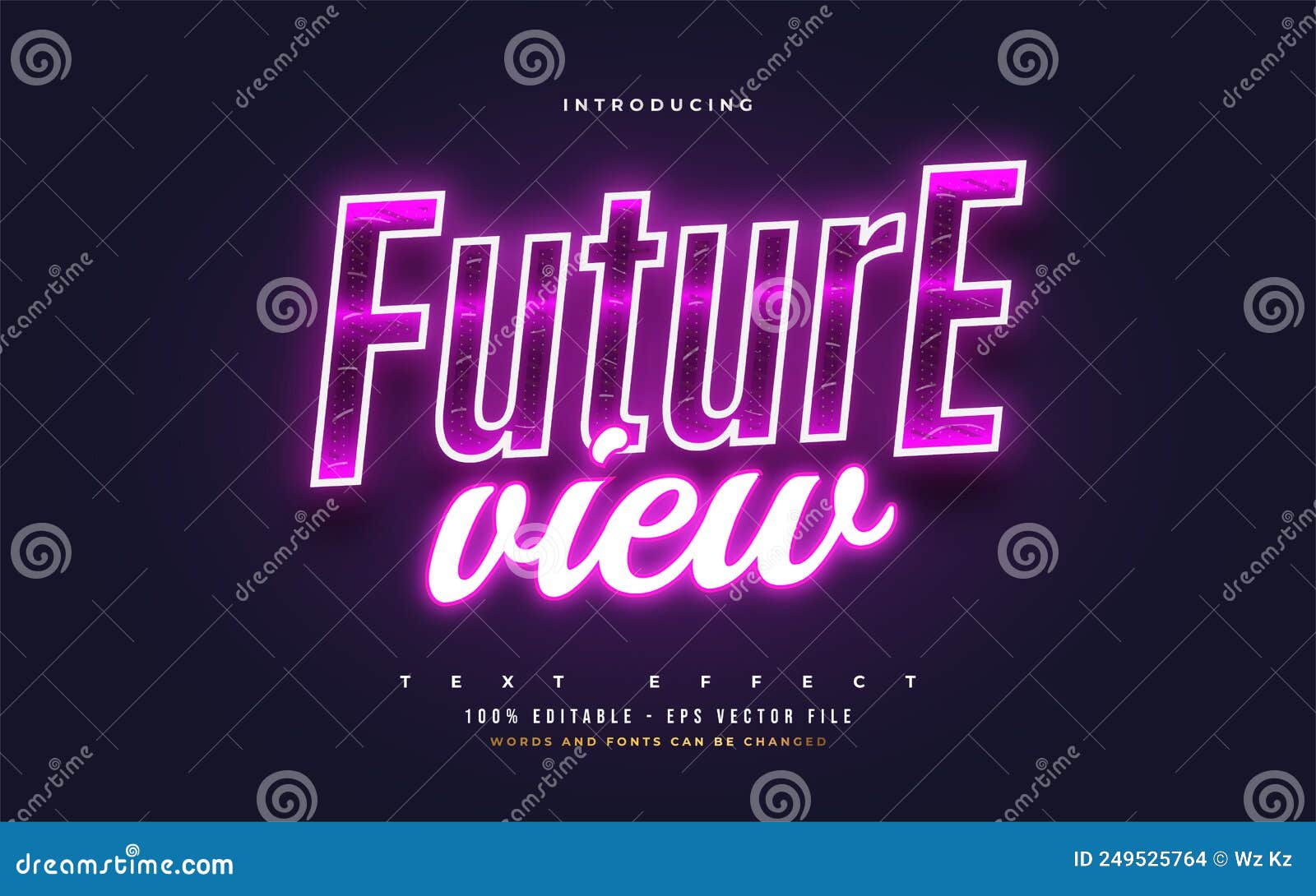Future Text with Glowing Purple Neon Effect. Editable Text Style Effect ...