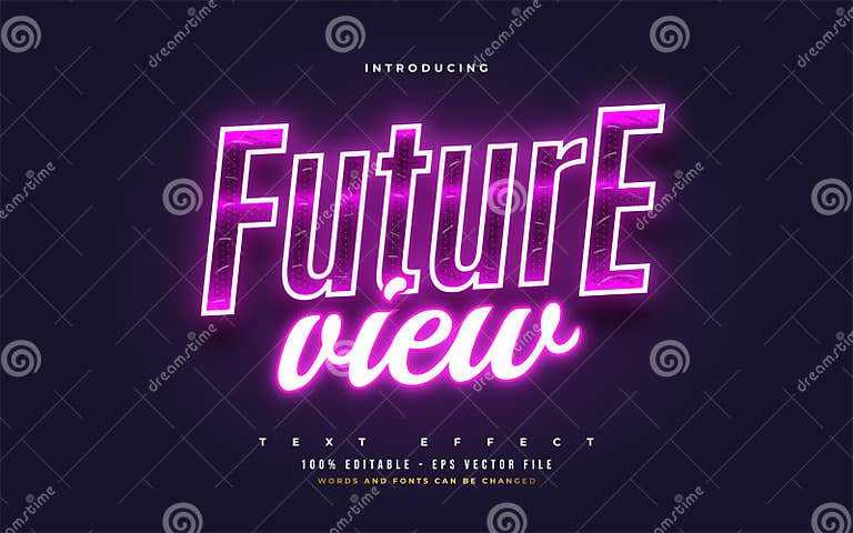Future Text with Glowing Purple Neon Effect. Editable Text Style Effect ...