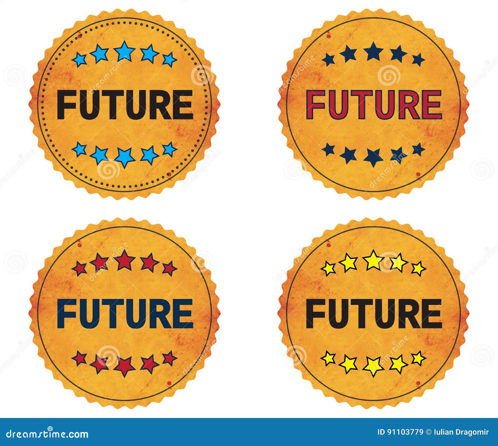 FUTURE Text, on Round Wavy Border Vintage, Stamp Badge. Stock ...