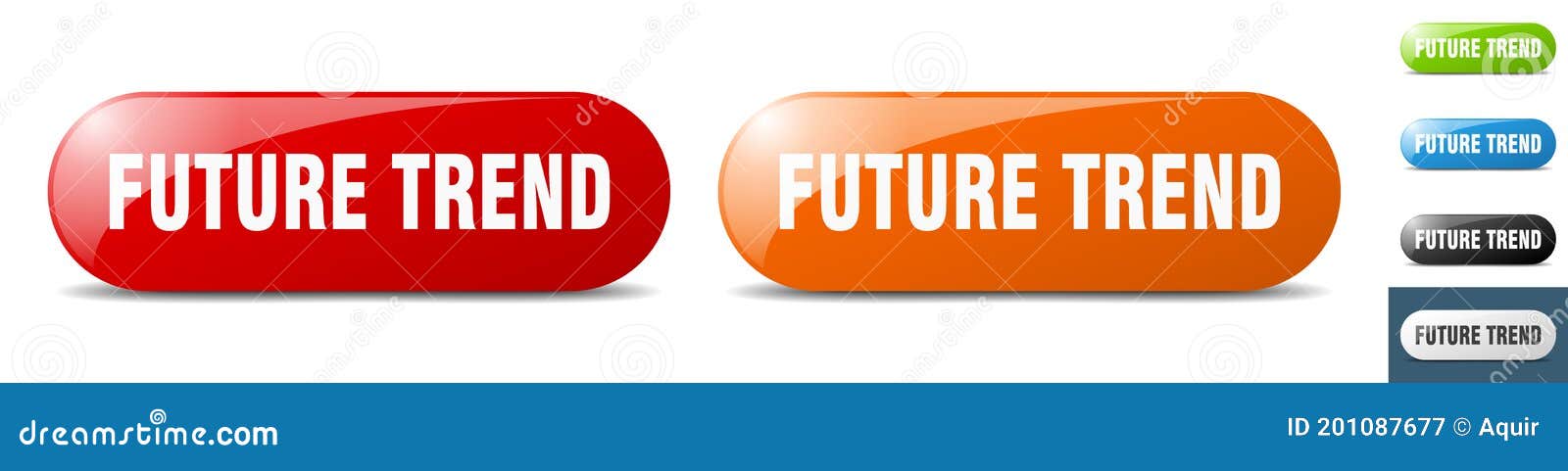 Future Trend Button. Key. Sign. Push Button Set Stock Vector ...