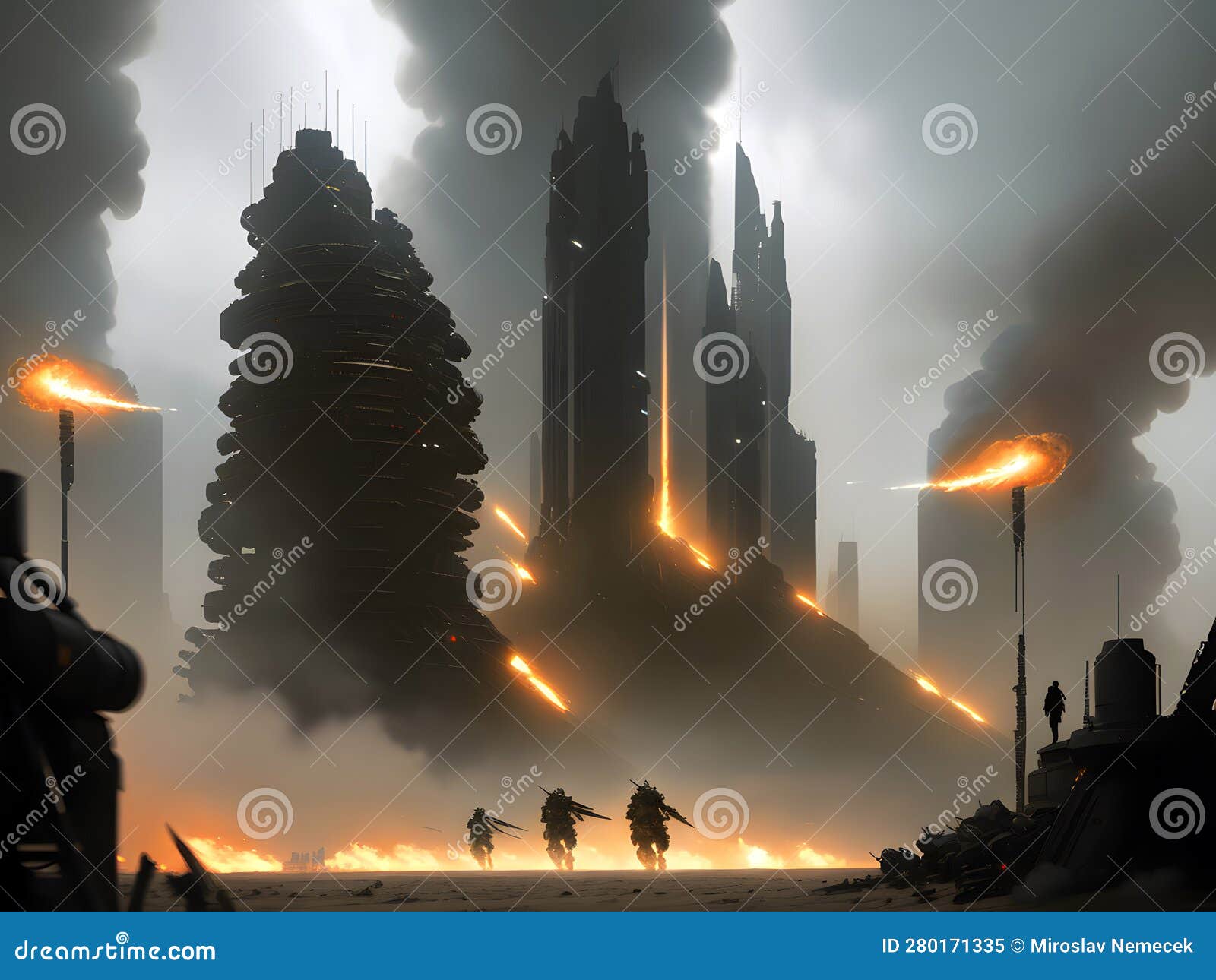 Future War, Generative AI Illustration Stock Illustration ...